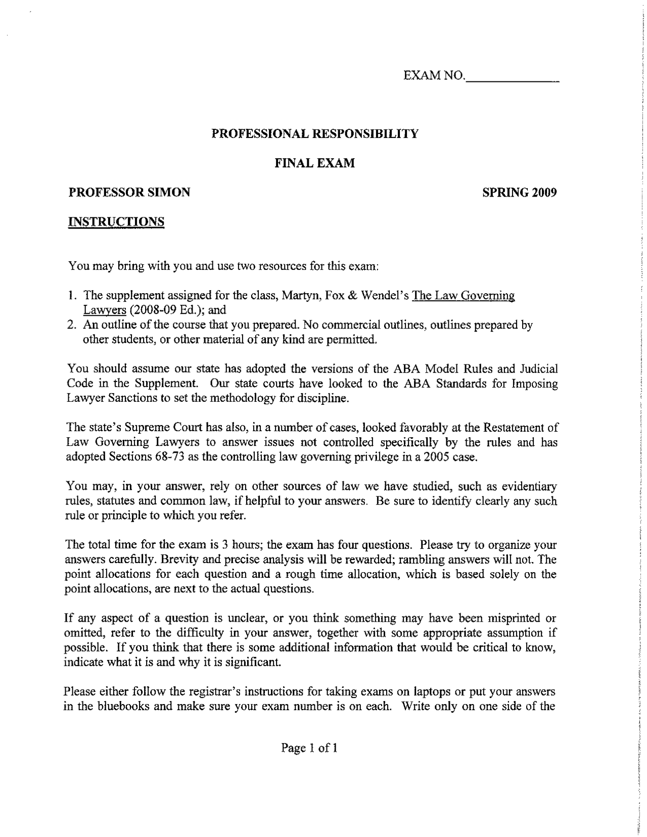 Rule On Motion To Disqualify Professional Responsibility Exam Docsity
