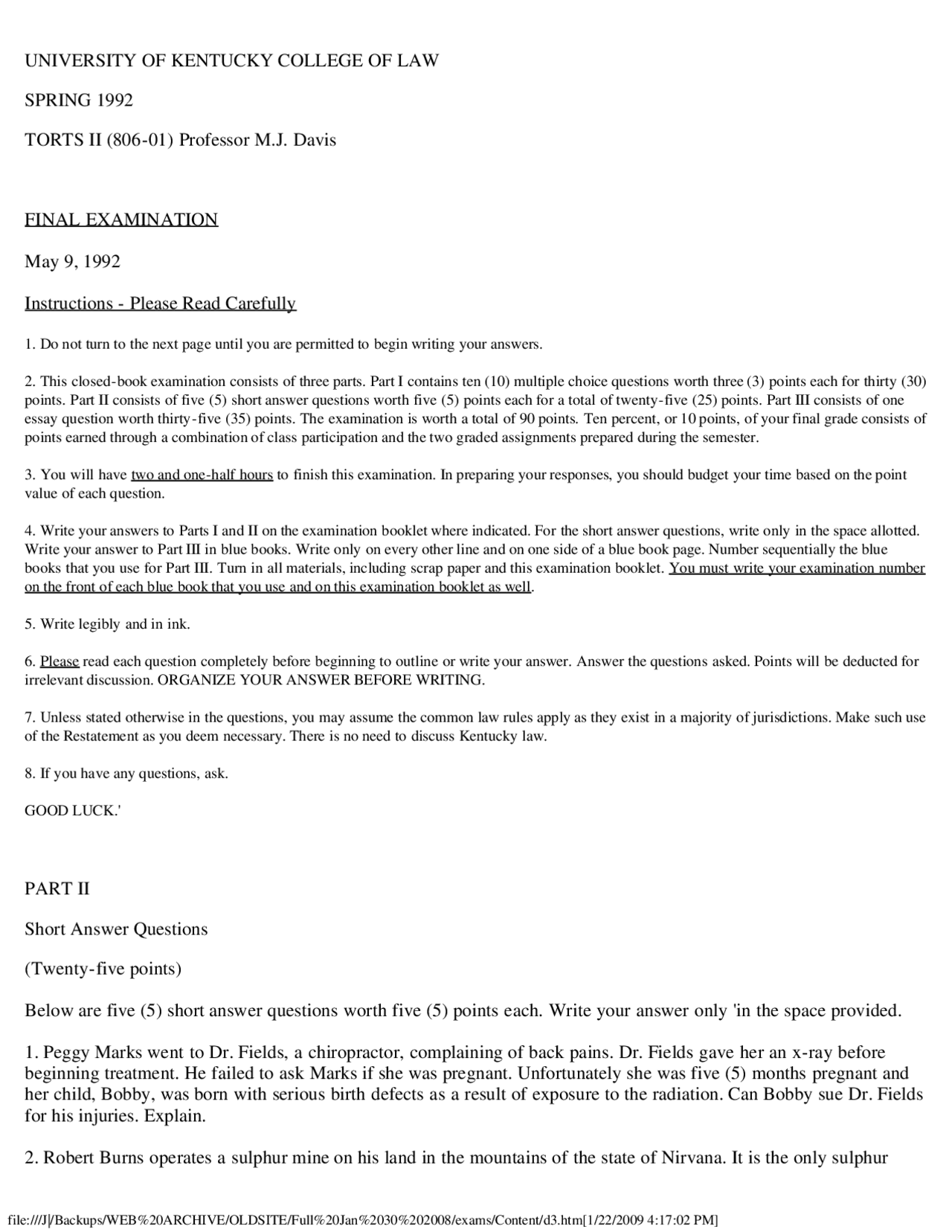 Bases Of Liability Torts Law Exam Docsity