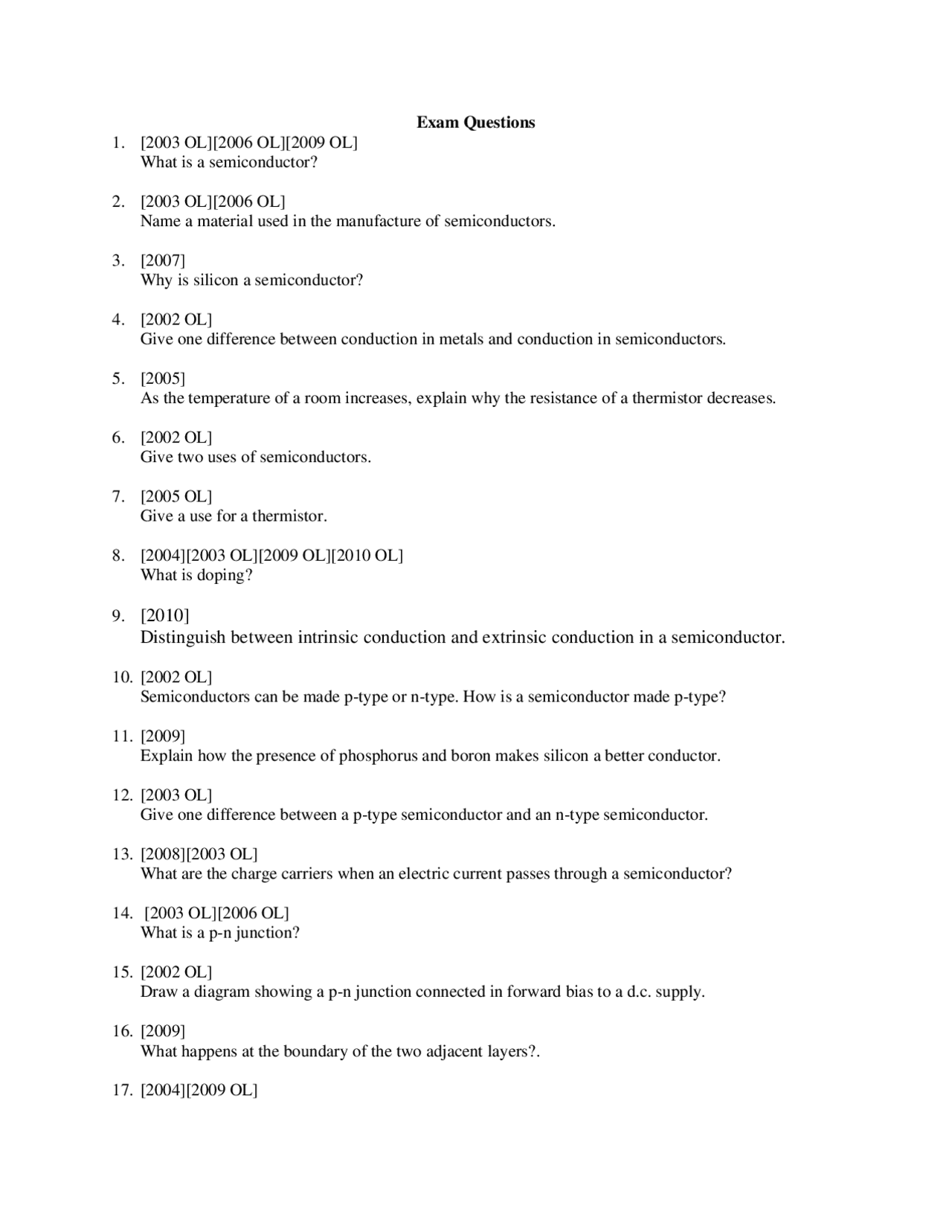 Semiconductor - General Physics - Exam - Docsity
