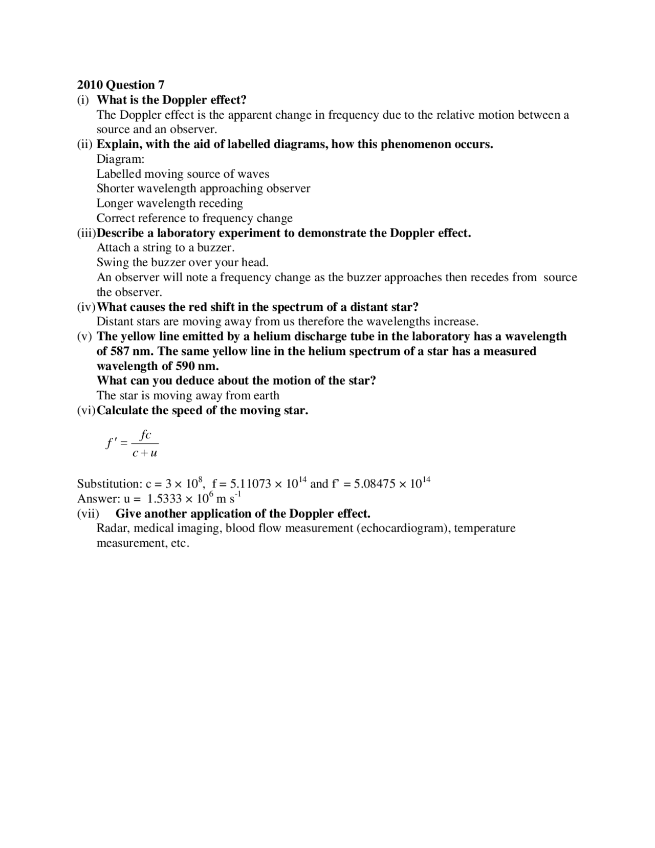 Spectrum Of Distant Star General Physics Solved Exam Docsity