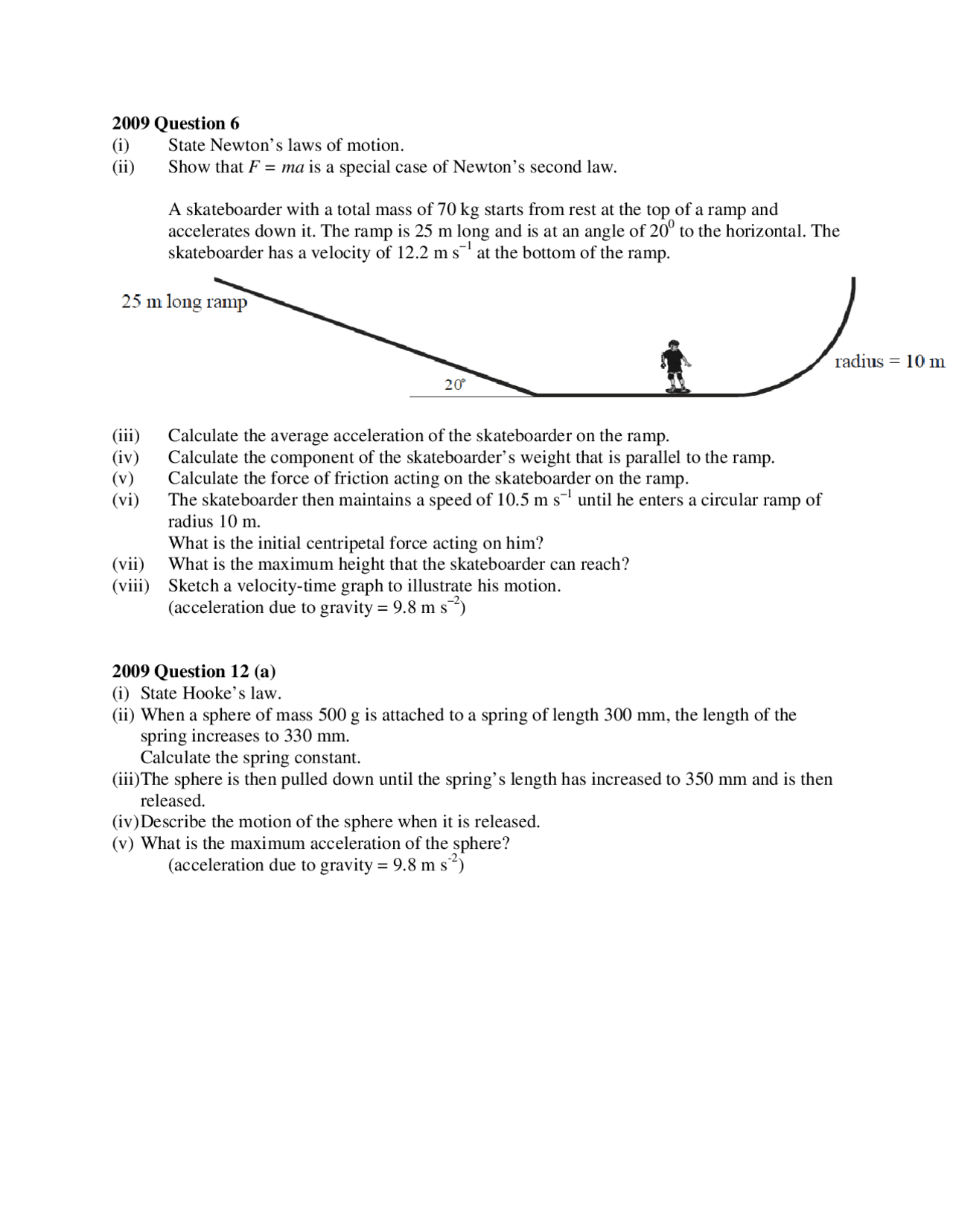 Newton Laws of Motion - General Physics - Exam - Docsity