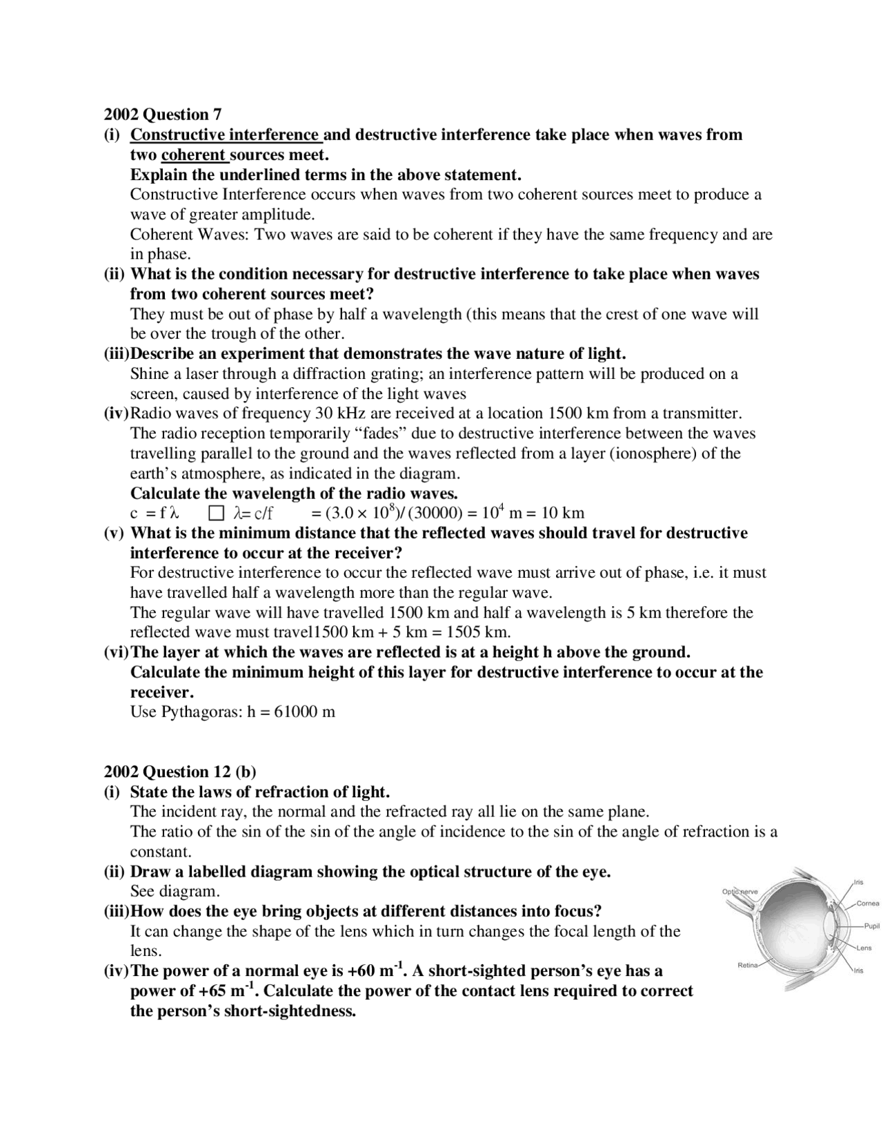 Constructive Interference General Physics Solved Exam Exams