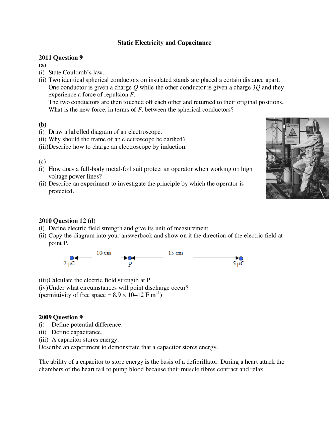 Static Electricity And Capacitance General Physics Exam Docsity