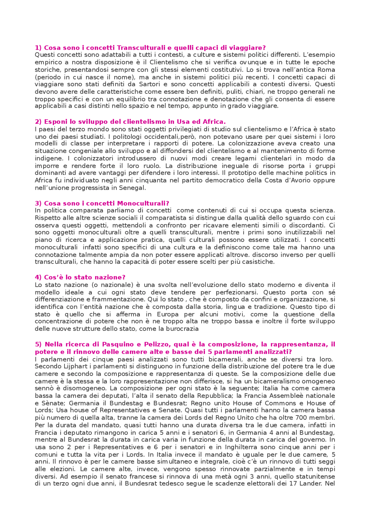 Politica Comparata Docsity