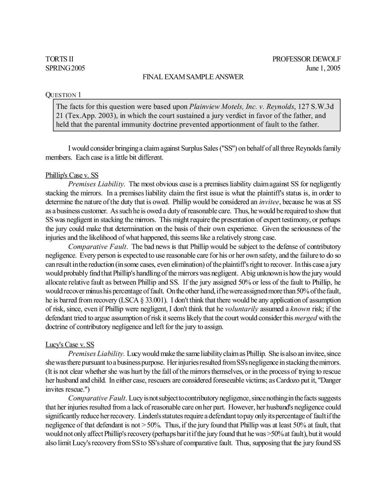 Governmental Liability Torts Law Solved Exam Docsity