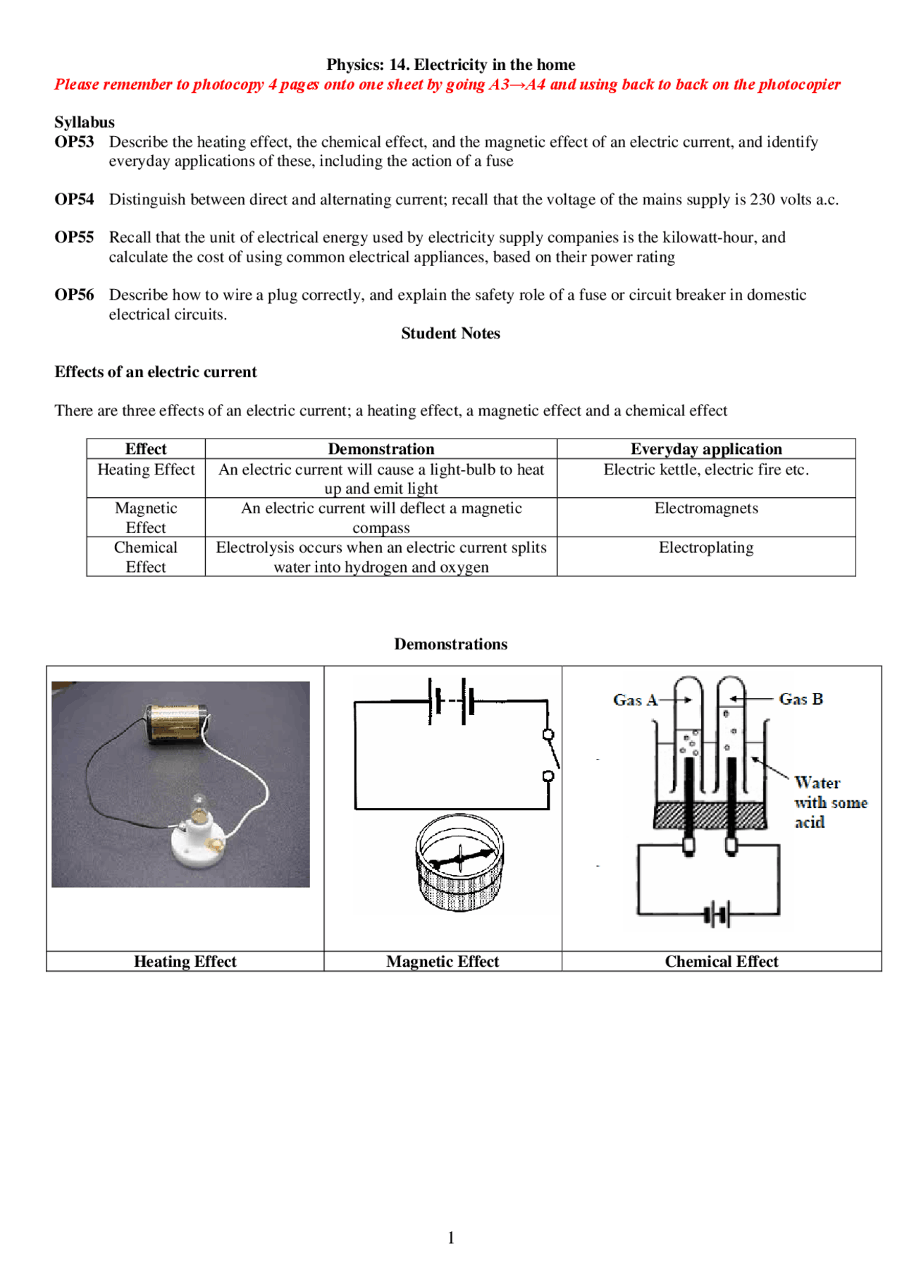 Electricity In Home General Physics Lecture Notes Docsity