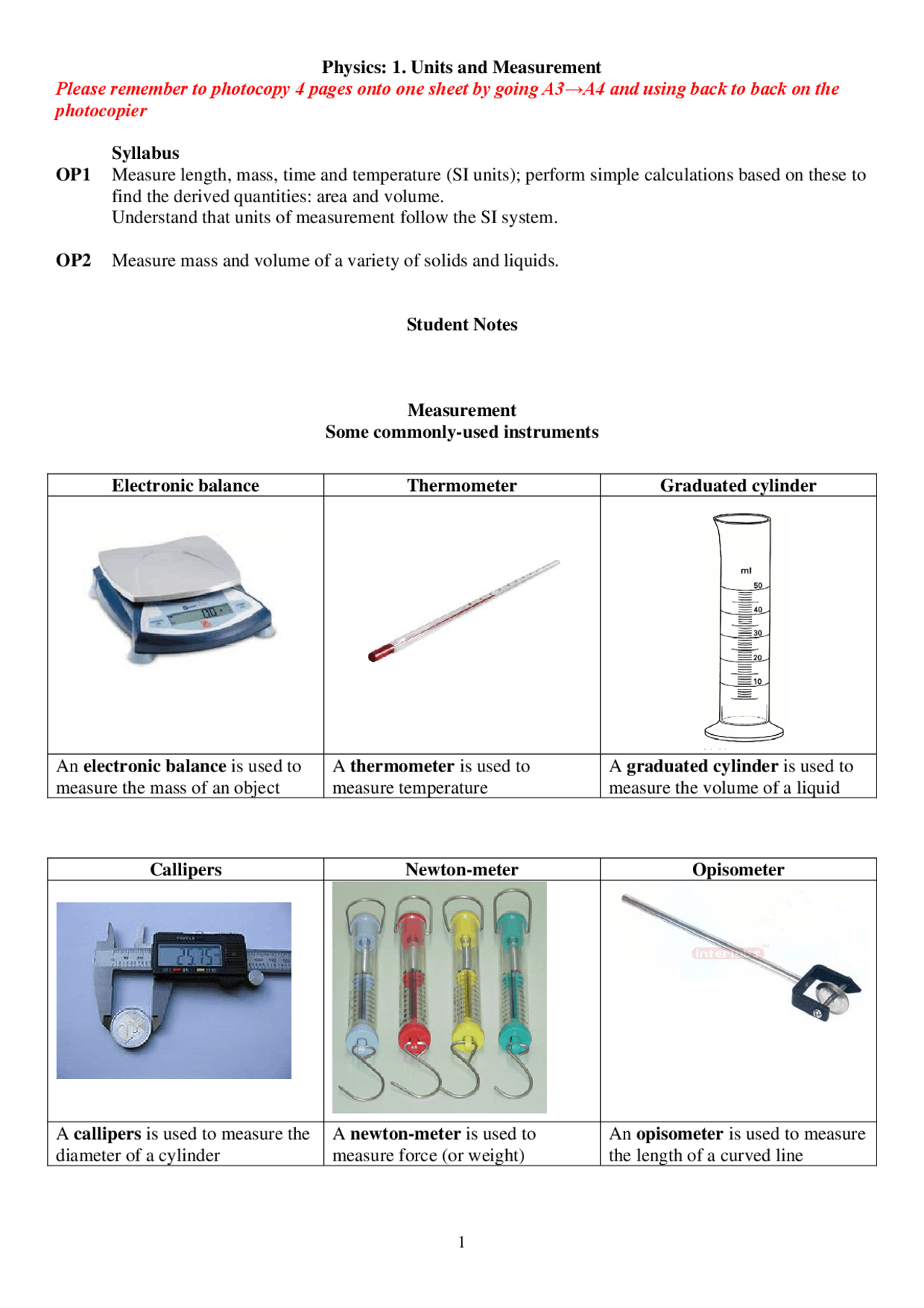 Measurement And Units General Physics Lecture Notes Docsity