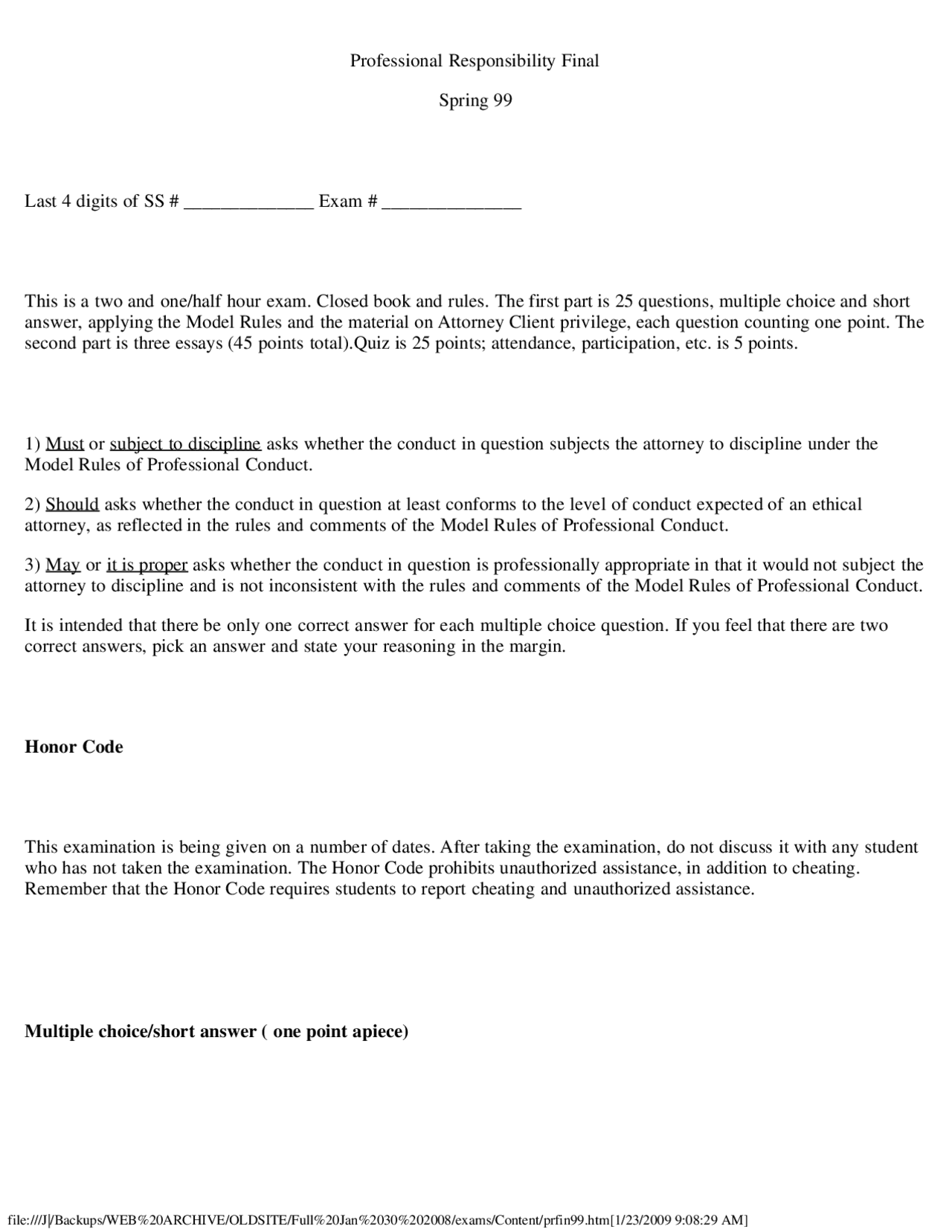 Appropriate Disciplinary Authority - Professional Responsibility - Exam ...