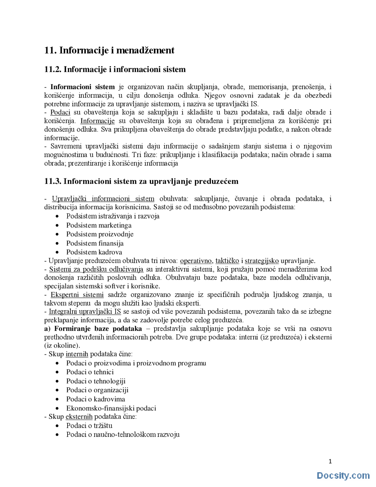 Informacije i menadzment - Skripta - Fakultet organizacionih nauka | Rezime' predlog Business ...