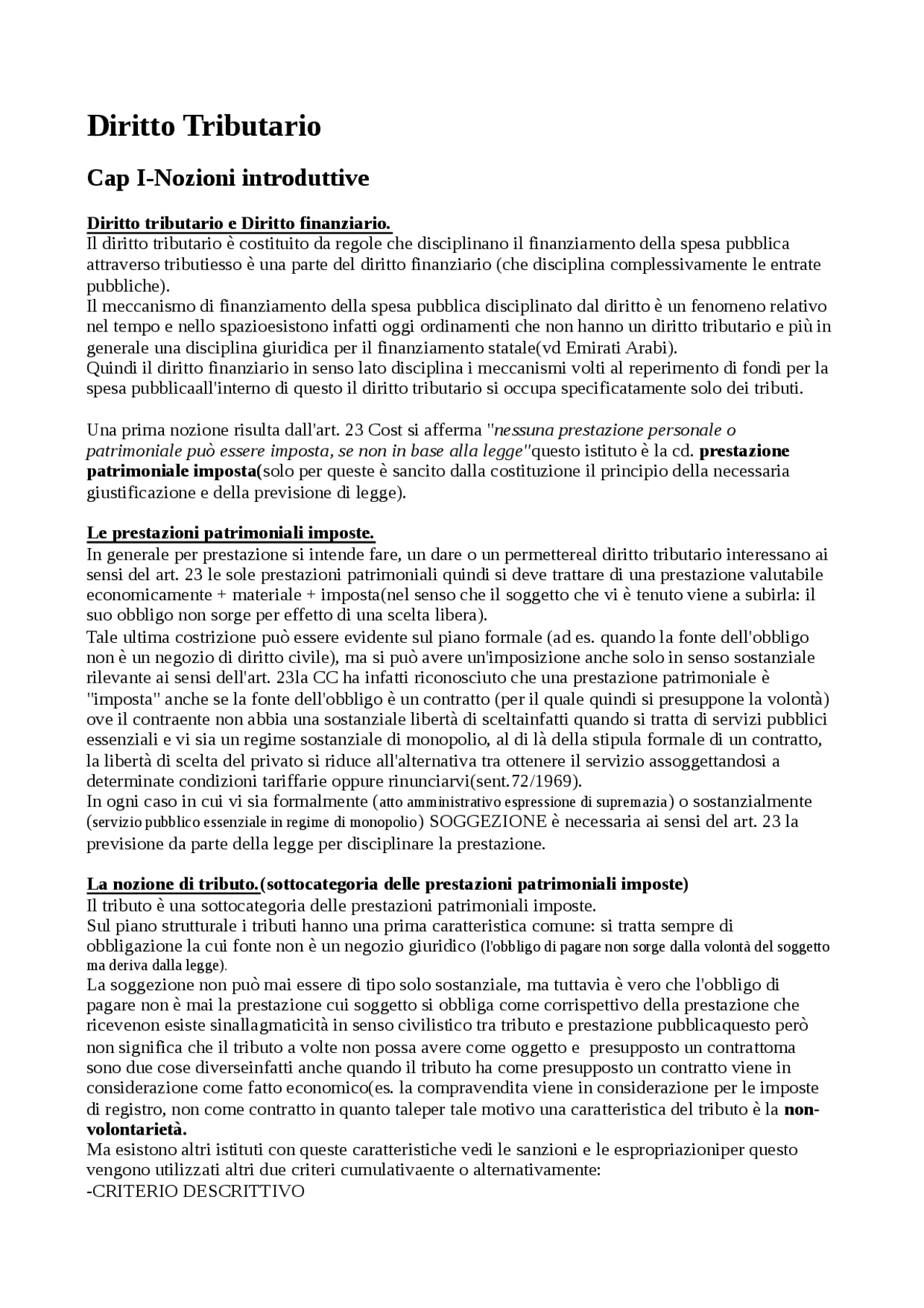 Diritto Tributario Docsity