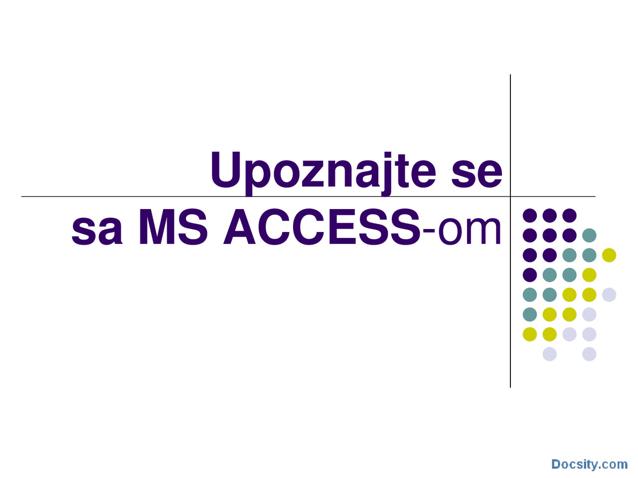 Ms Access - Skripta - Fakultet organizacionih nauka | Rezime' predlog Informatika - Docsity