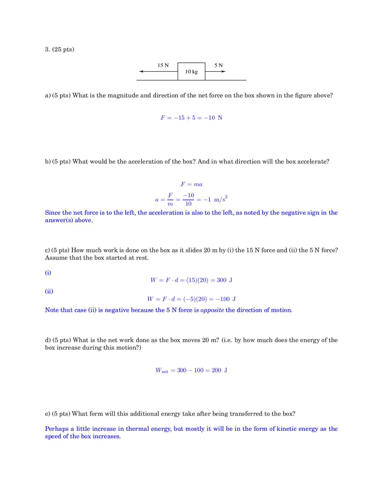 Magnitude and Direction of Net Force - Introduction to Physics - Solved Exam - Docsity