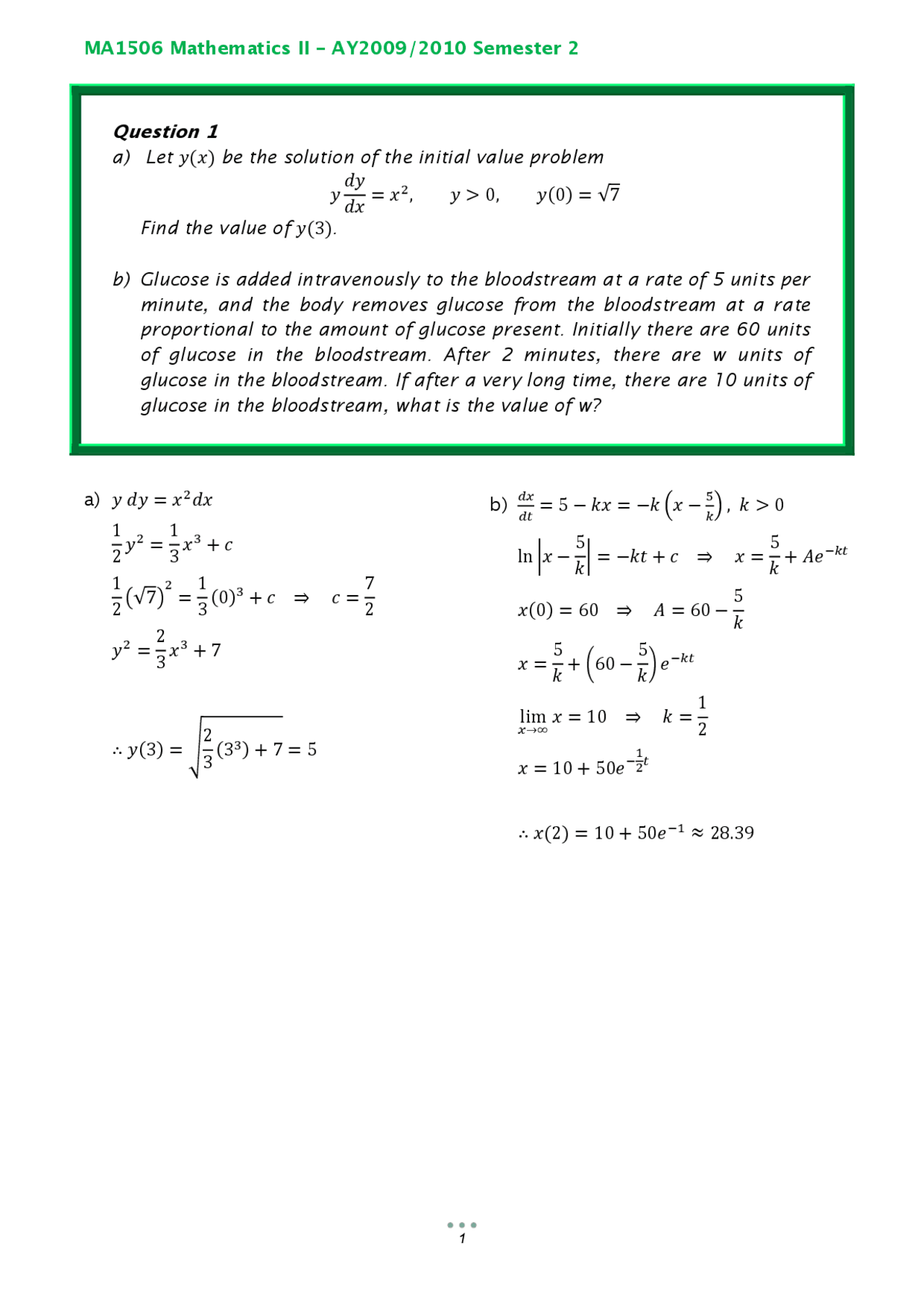 Cantilevered Beam of Length - Mathematics - Solved Past Exam - Docsity