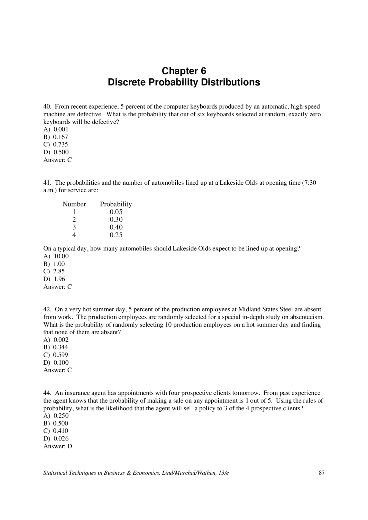 Recent Experience - Probablity - Exam - Docsity