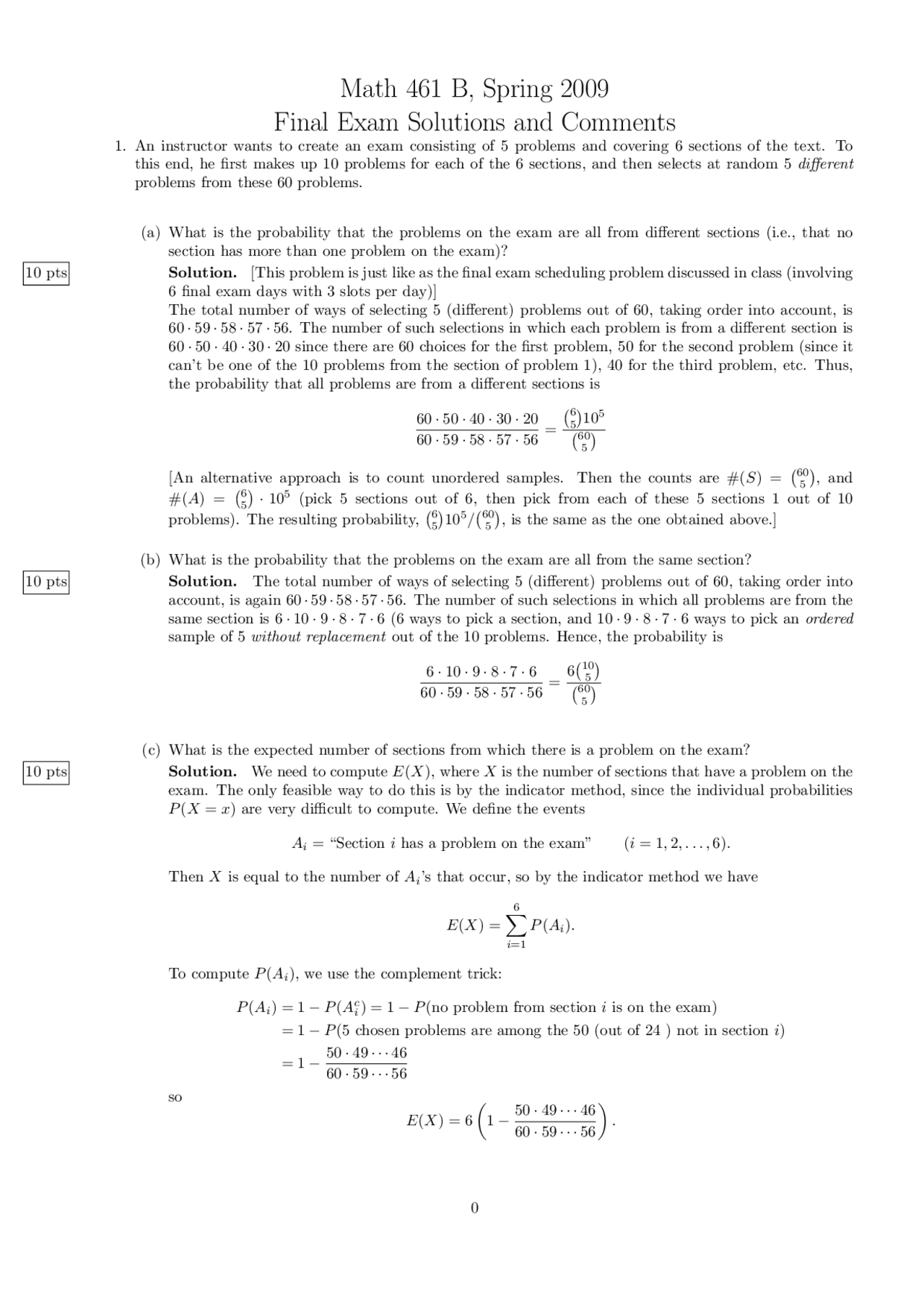 Useful Information Probablity Solved Exam Docsity