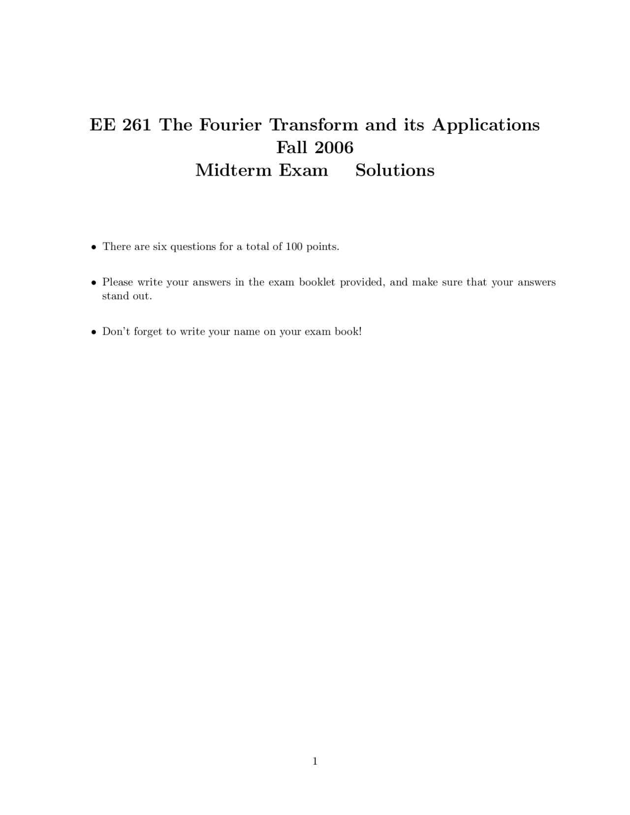Parameter Fourier Analysis Solved Exam Docsity