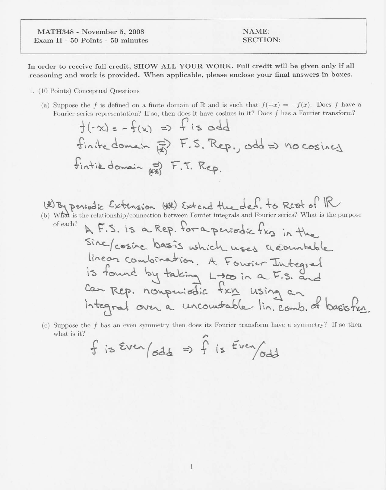 Finite Domain Fourier Analysis Solved Exam Docsity