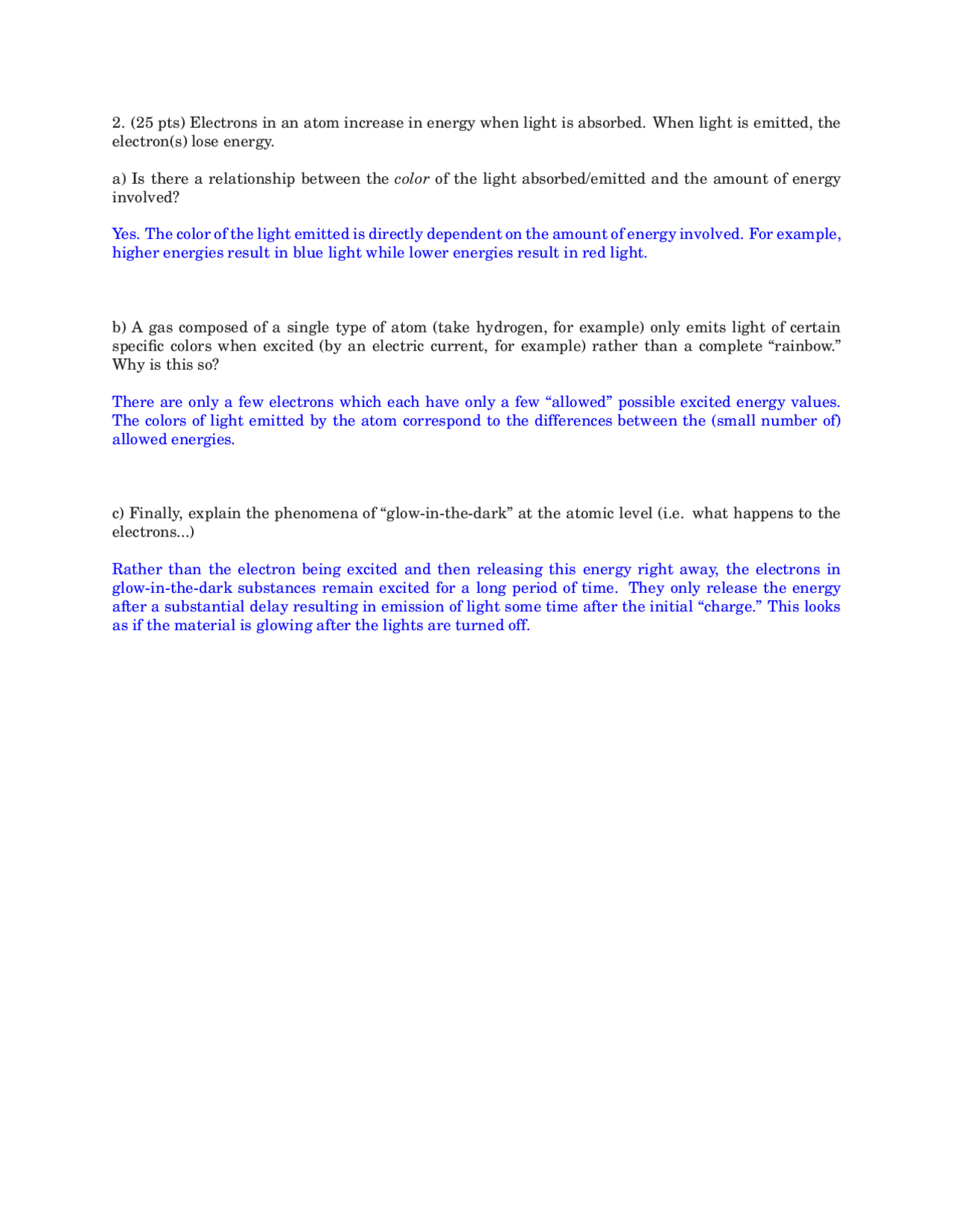 Electrons In Atom Introduction To Physics Solved Exam Docsity