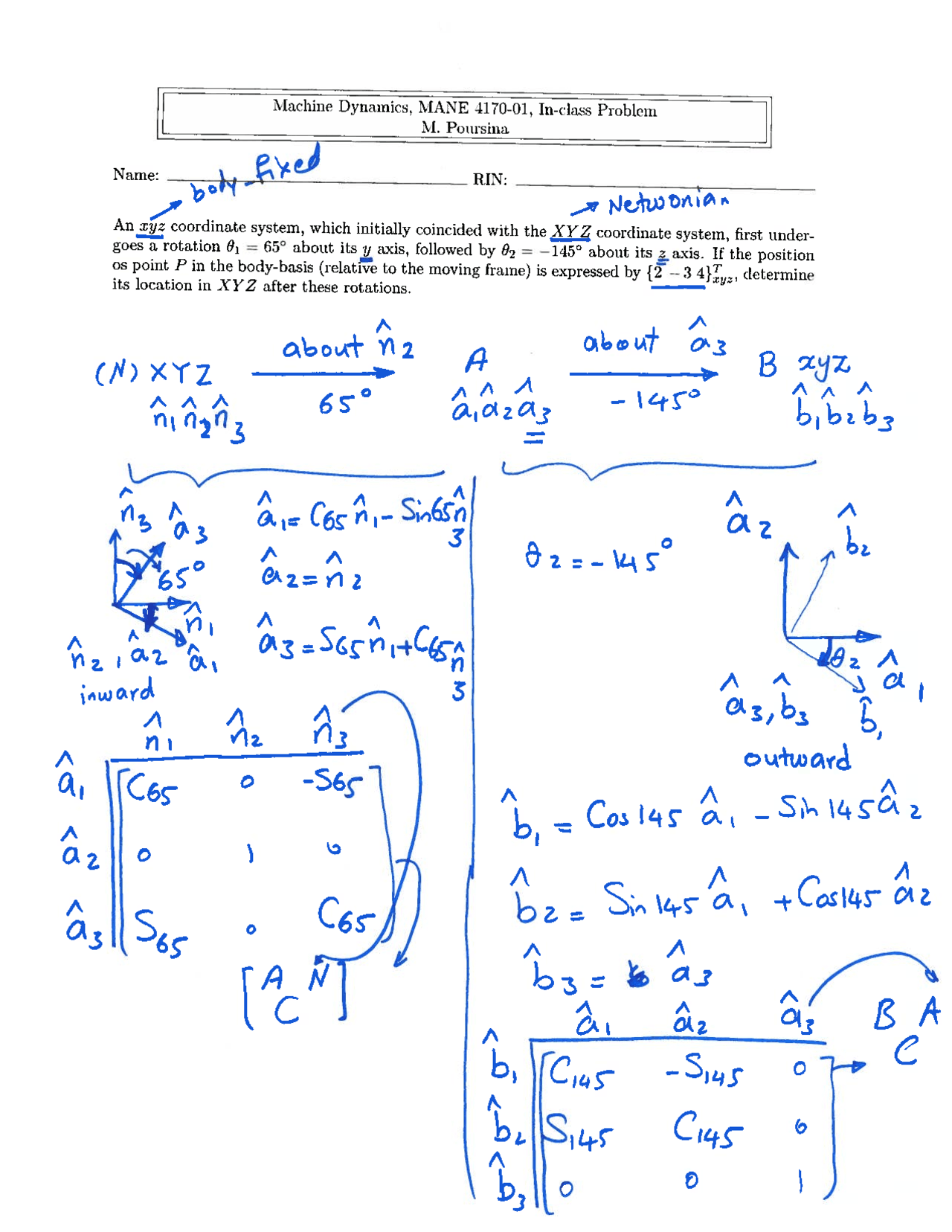 Practice Problems Resolution On Machine Dynamics Classwork Mane 4170 Docsity
