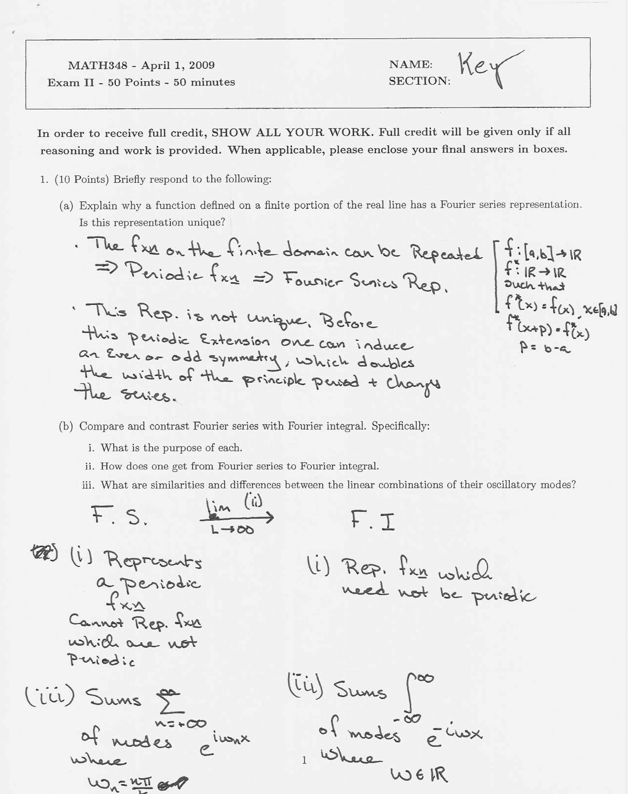 Periodic Function Fourier Analysis Solved Exam Docsity