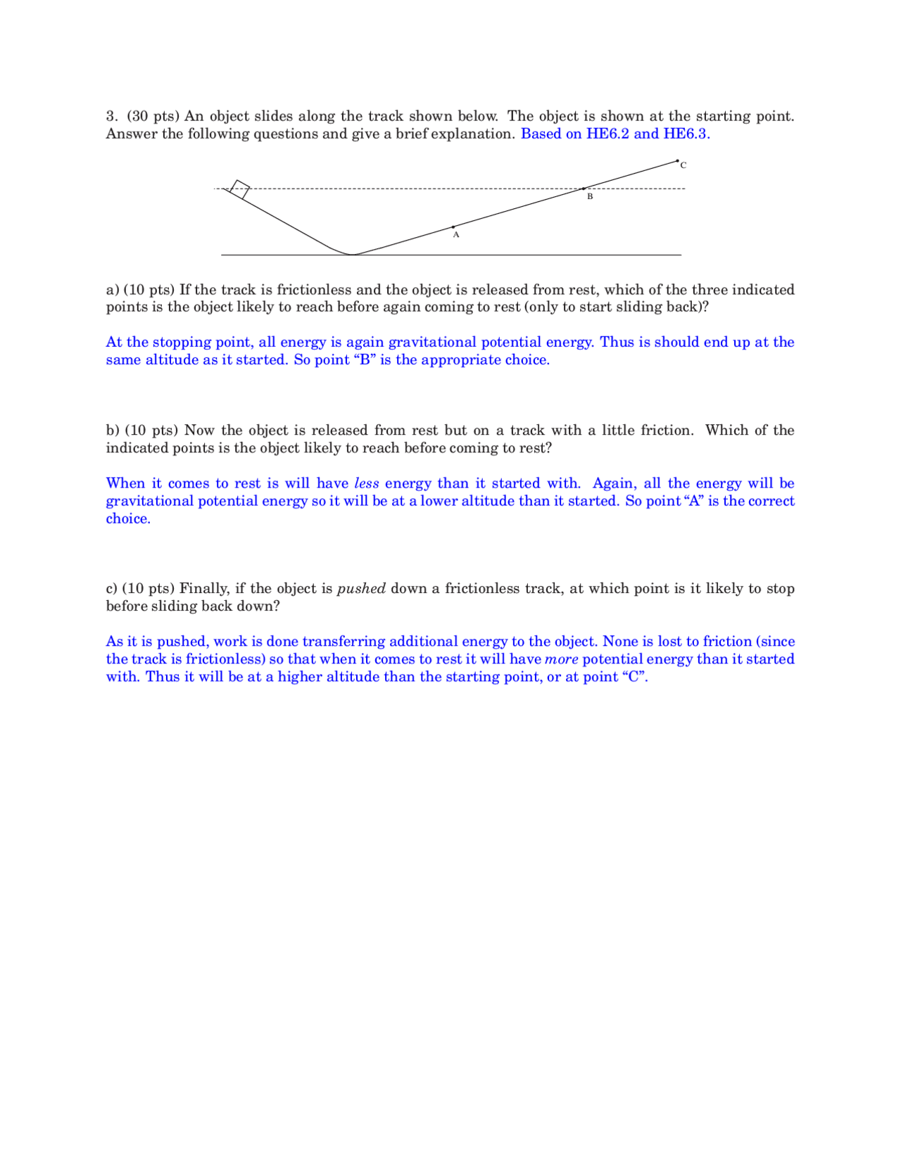 Gravitational Potential Energy Introduction To Physics Solved Exam