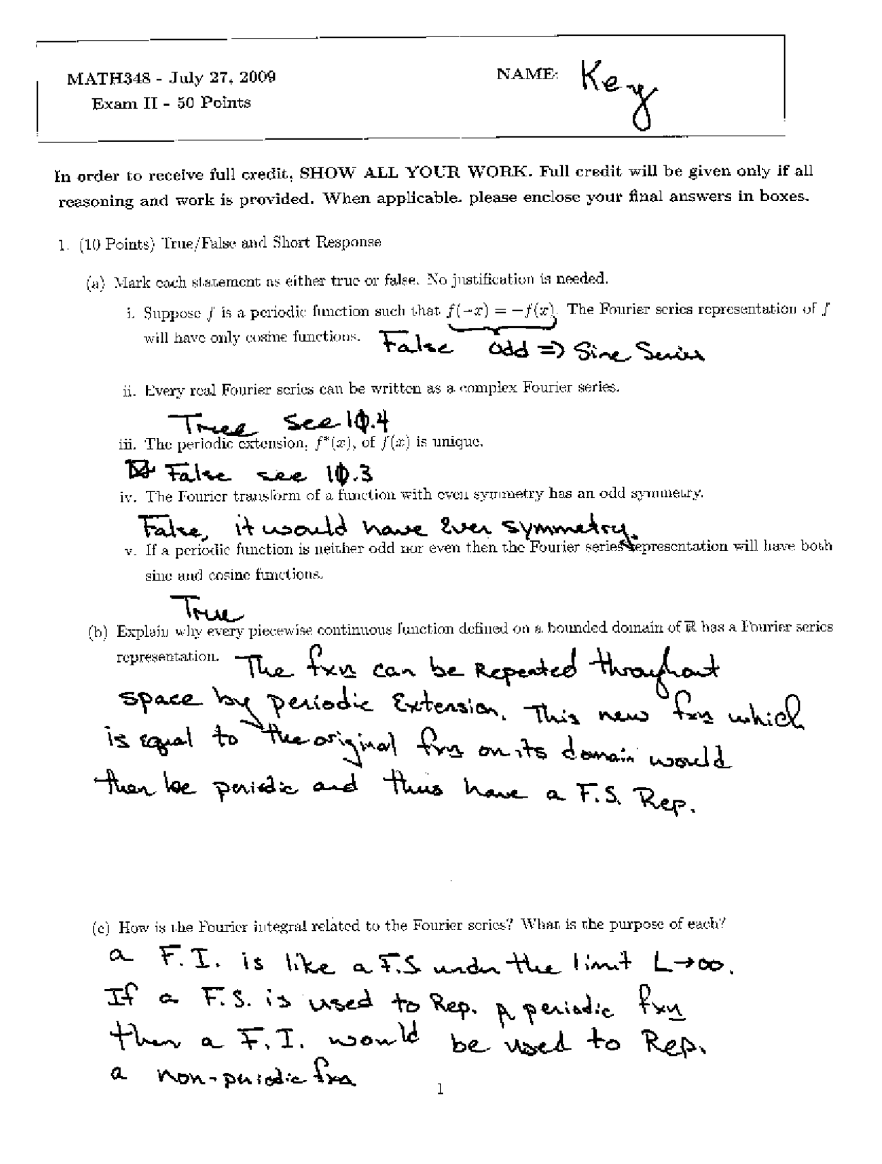 Boundary Conditions Fourier Analysis Solved Exam Docsity