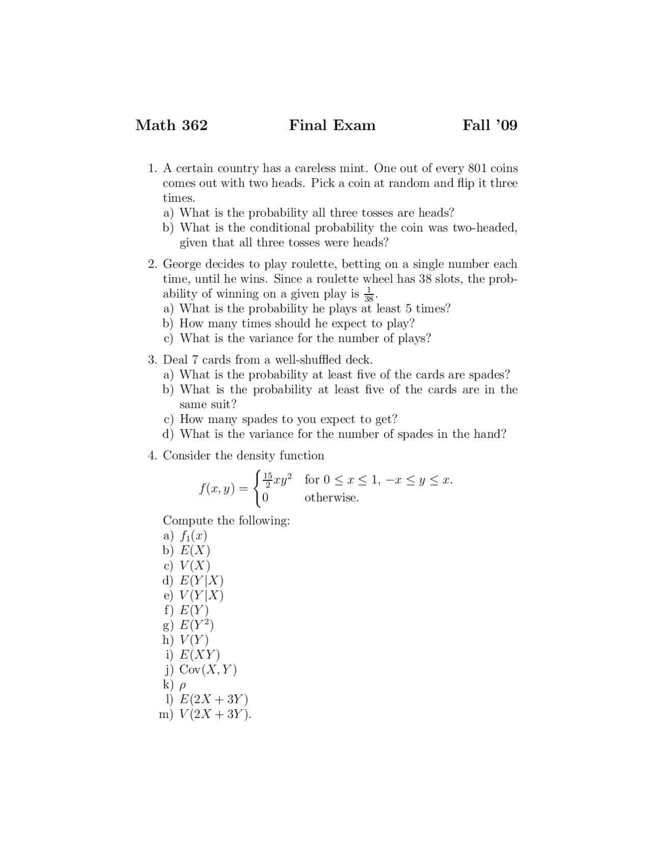 Conditional Probability - Probablity - Exam - Docsity