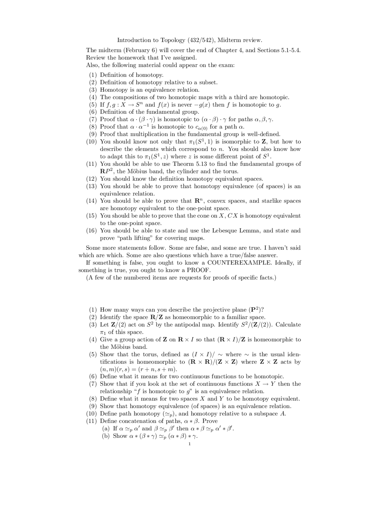 Fundamental Group Introduction To Topology Exam Docsity
