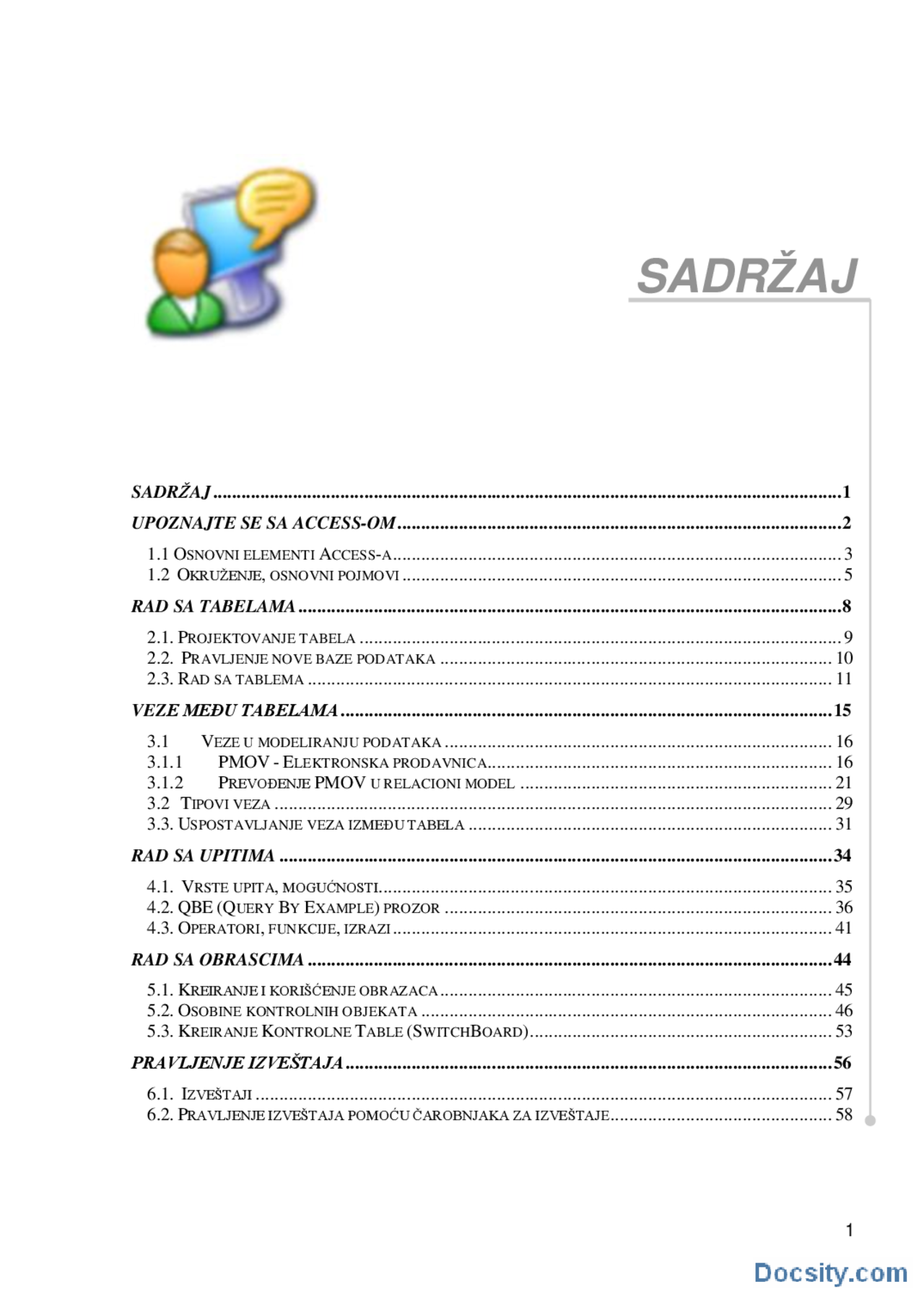 Uputstvo za Ms Access - Skripta - Fakultet organizacionih nauka | Rezime' predlog Informatika ...