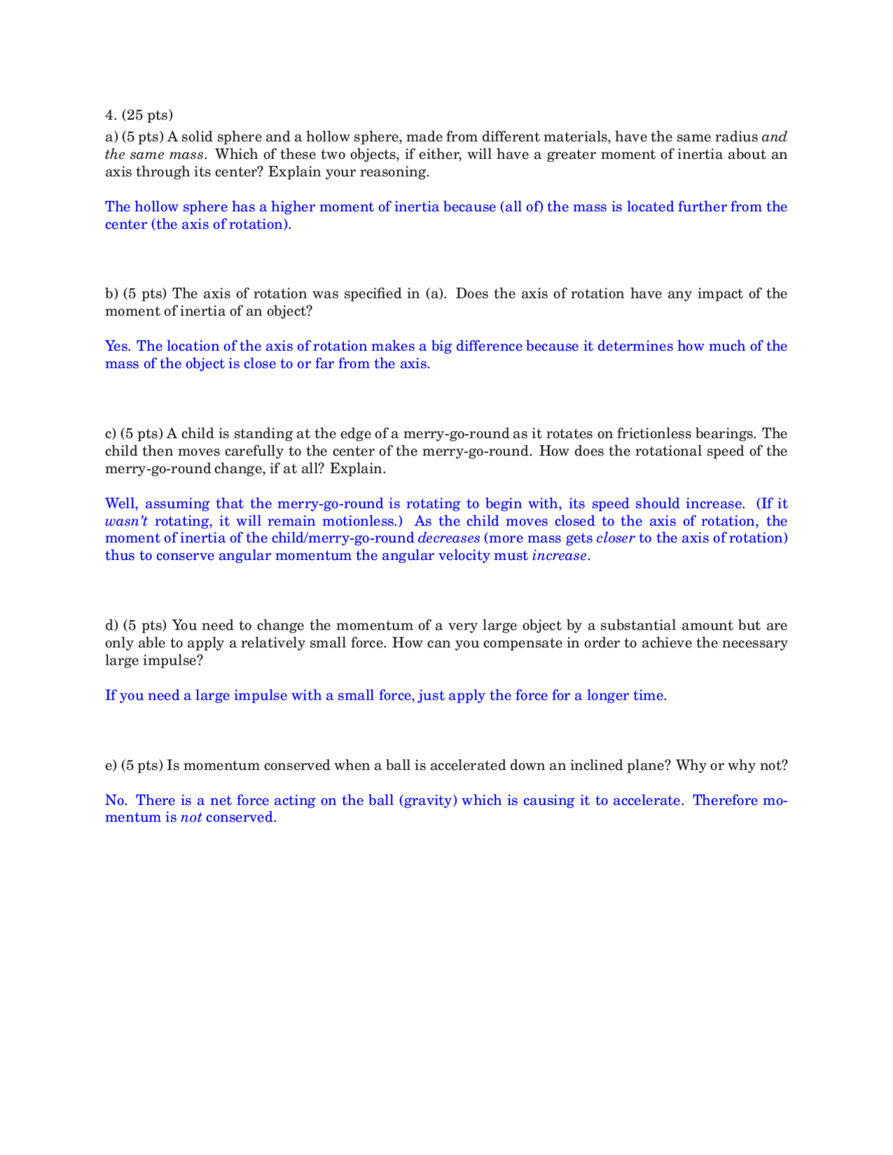 Axis Of Rotation Introduction To Physics Solved Exam Docsity