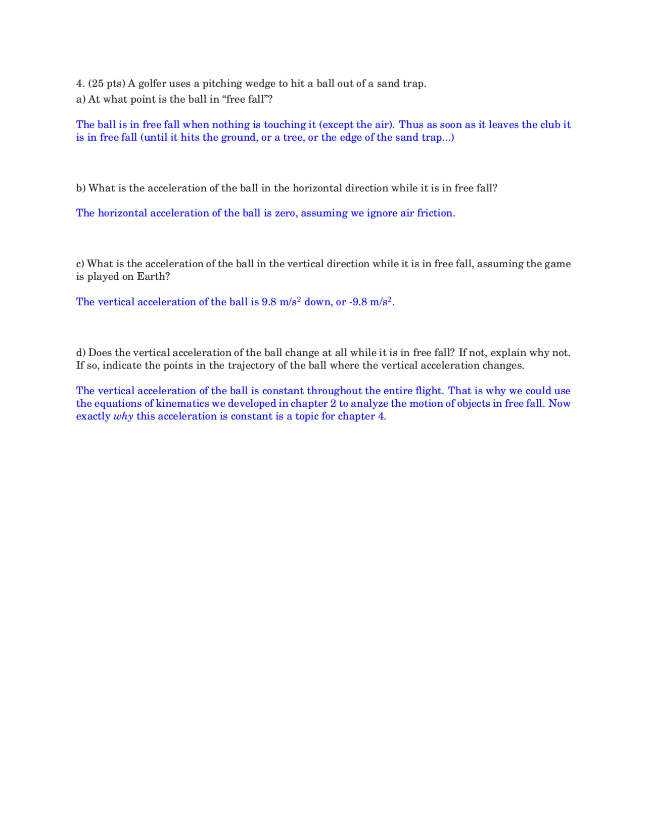Free Fall Introduction To Physics Solved Exam Docsity