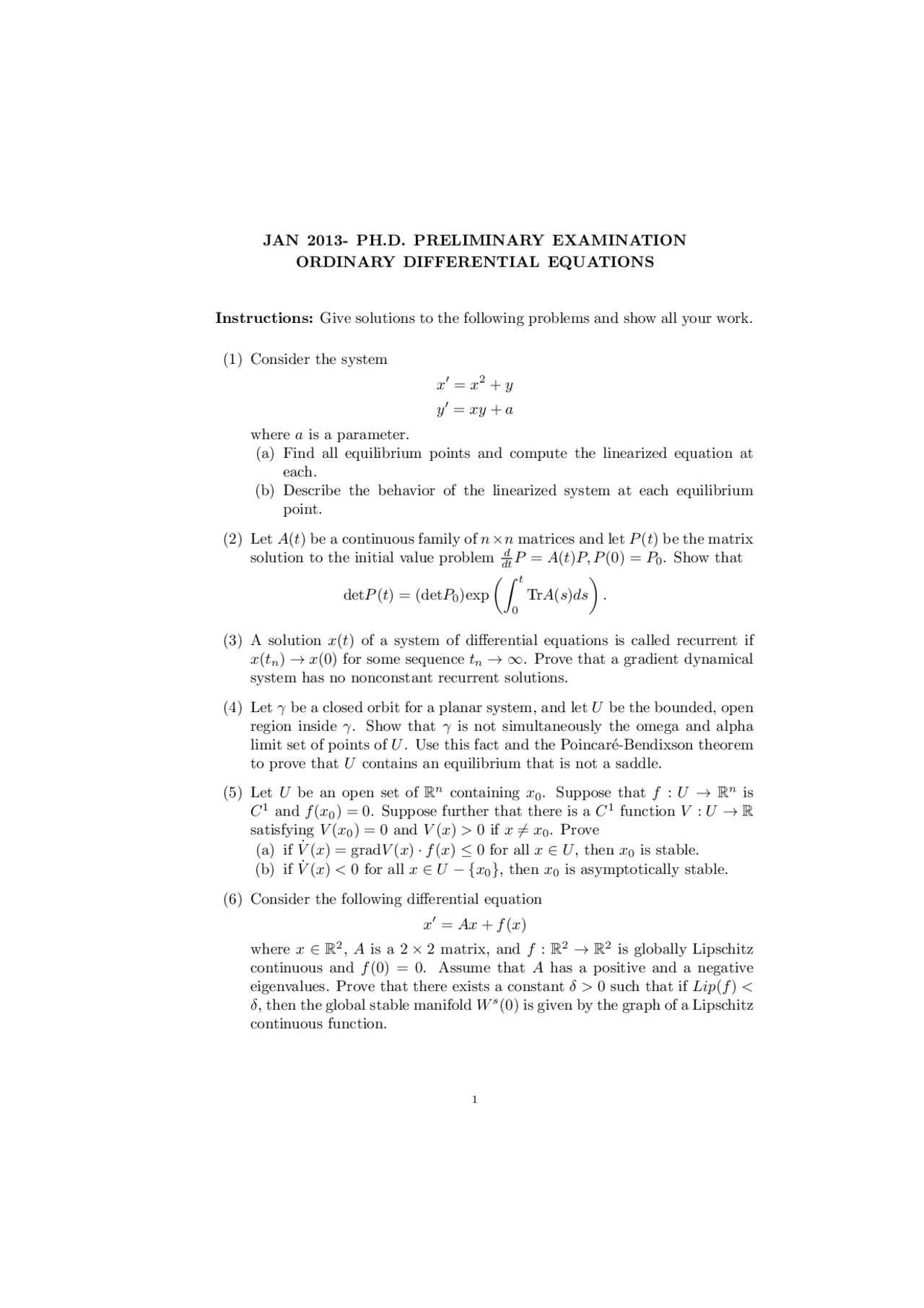 Parameter - Applied Math - Exam - Docsity