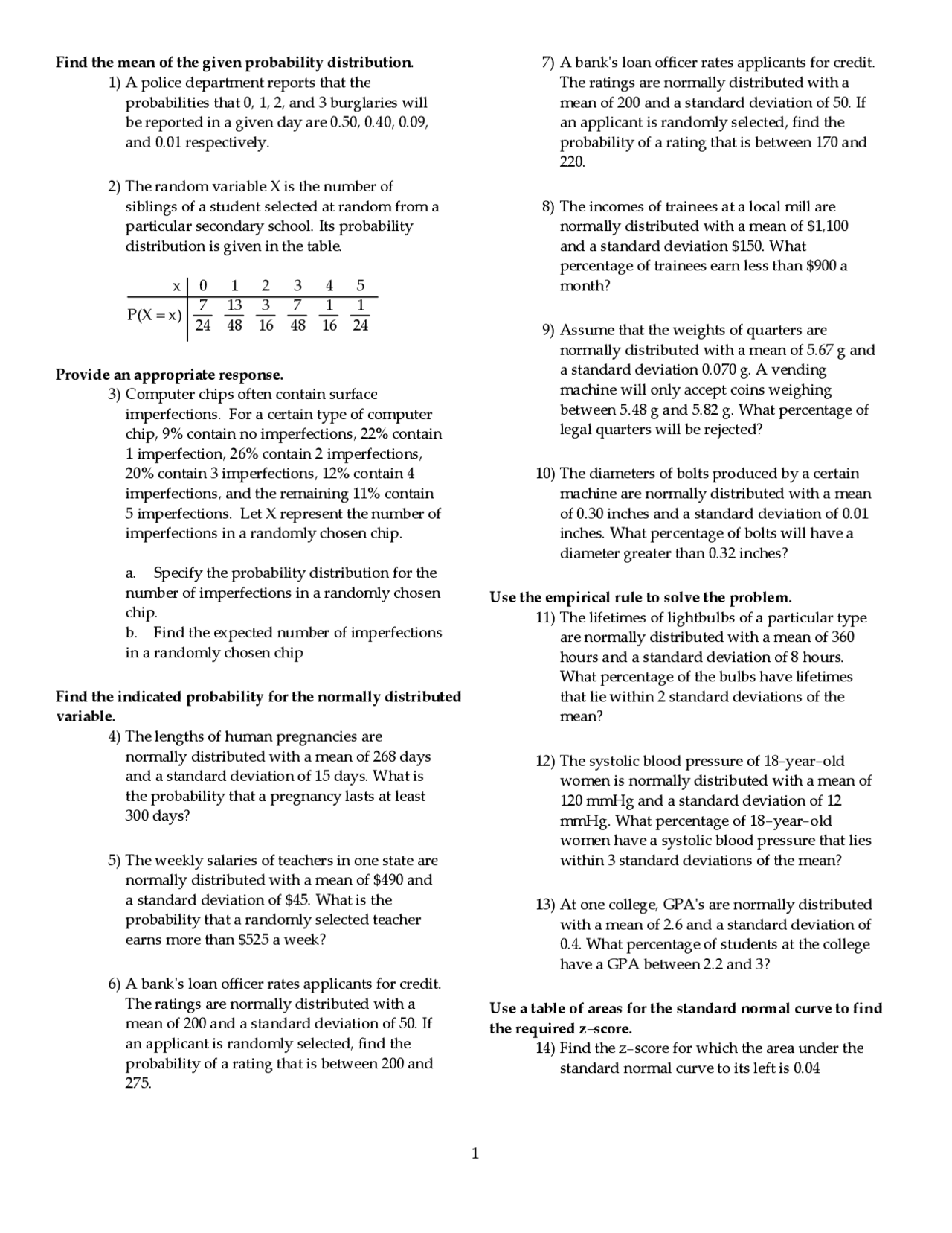 Certain Type - Probability - Exam - Docsity