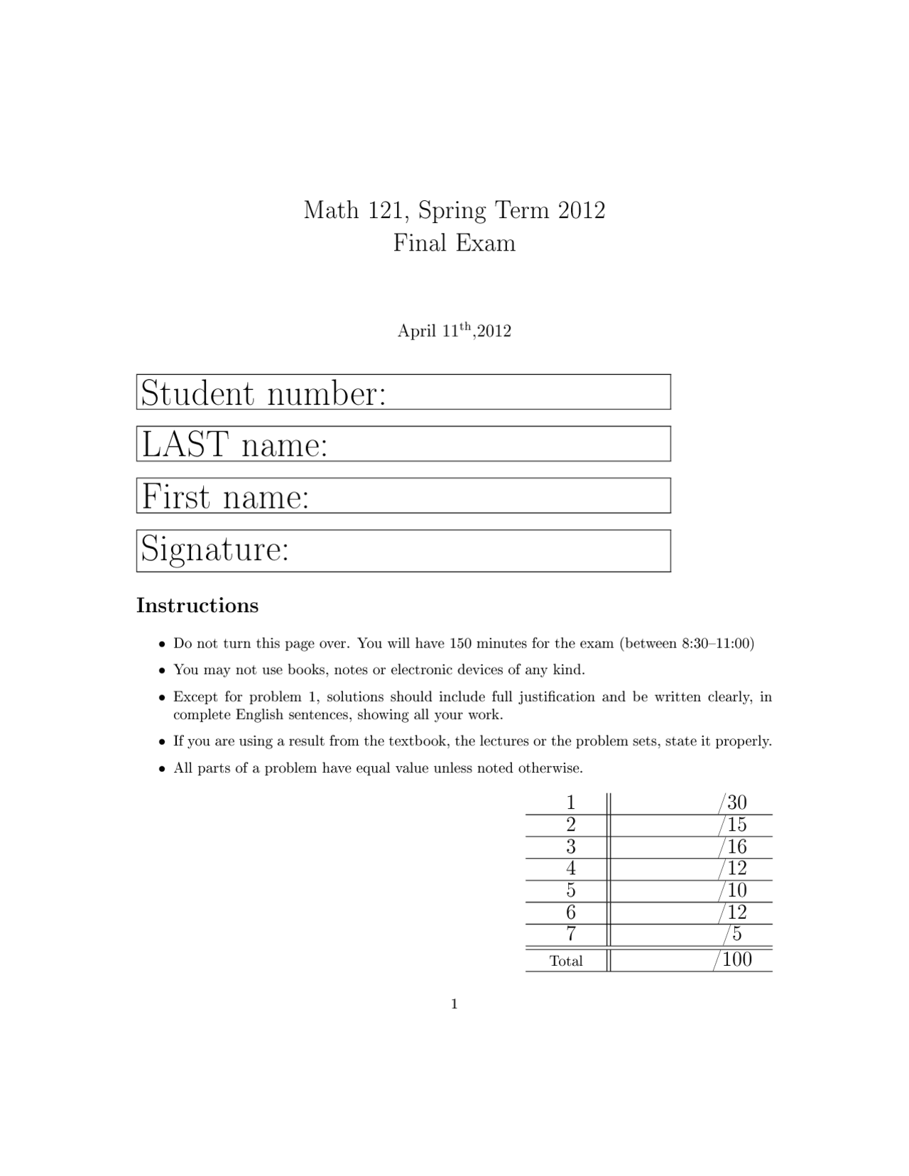 Always Positive - Mathematics - Exam | Exams Mathematics | Docsity