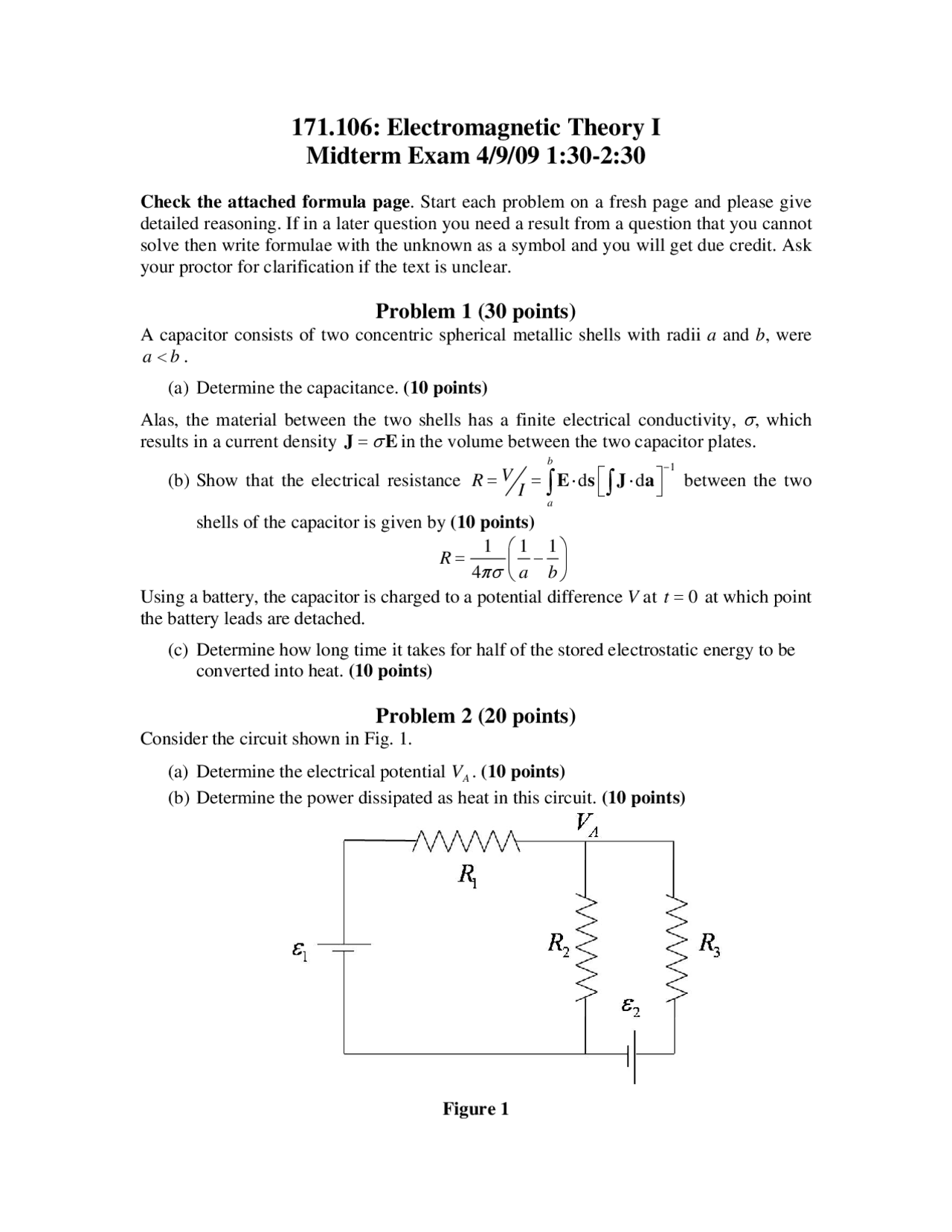 Determine Capacitance Electricity And Magnetism Past Exam Docsity