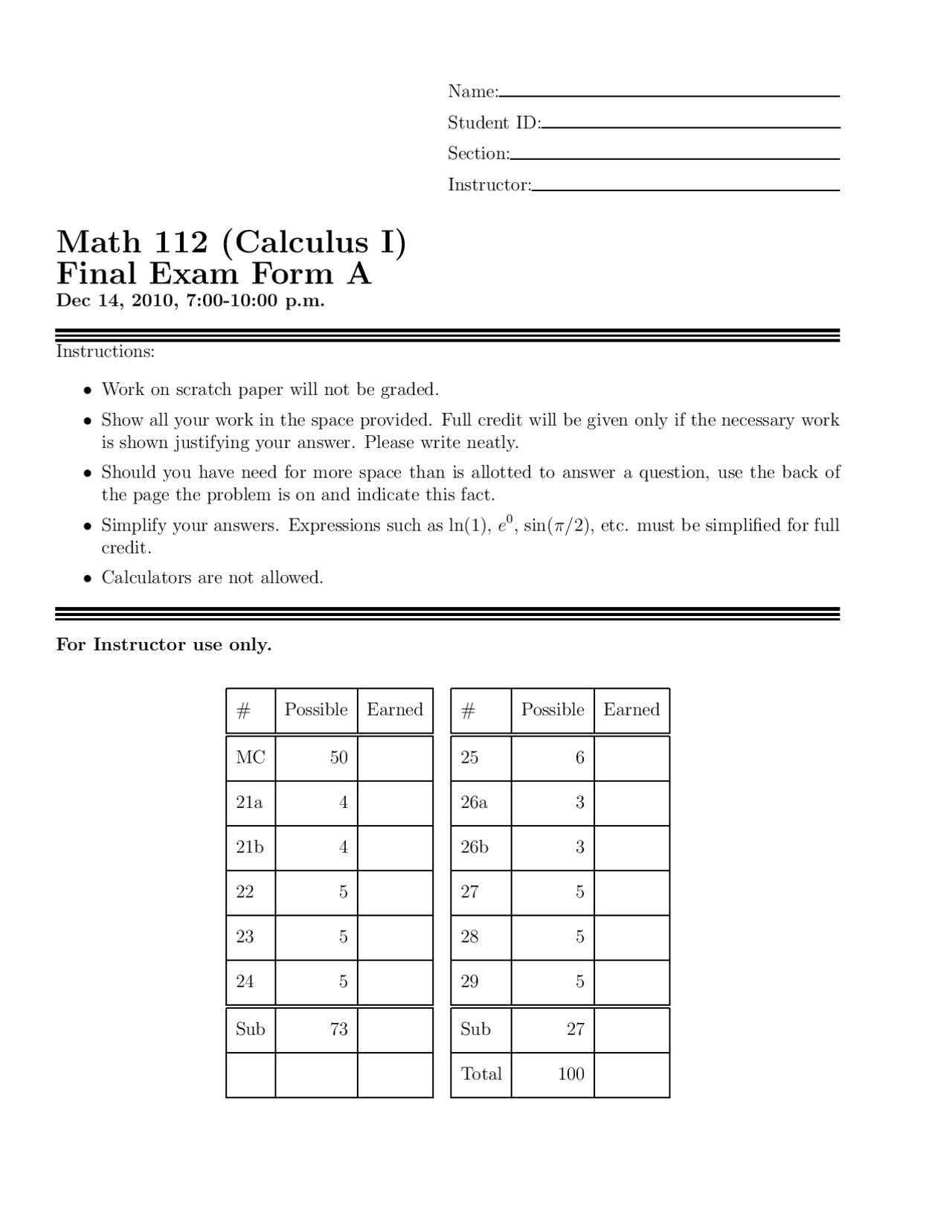 Fencing - Calculus - Exam - Docsity