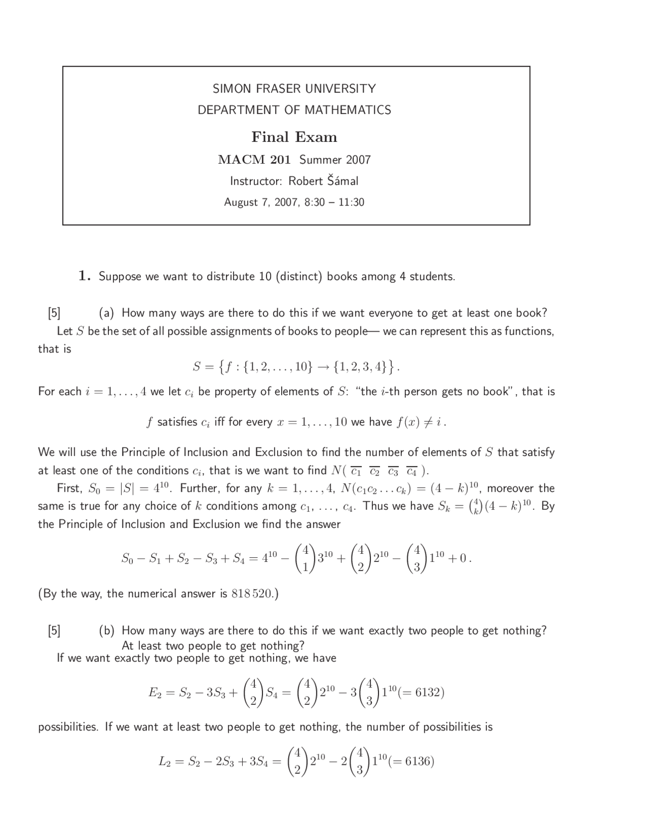 Distribute - Discrete Mathematics - Exam Key | Exams Discrete ...