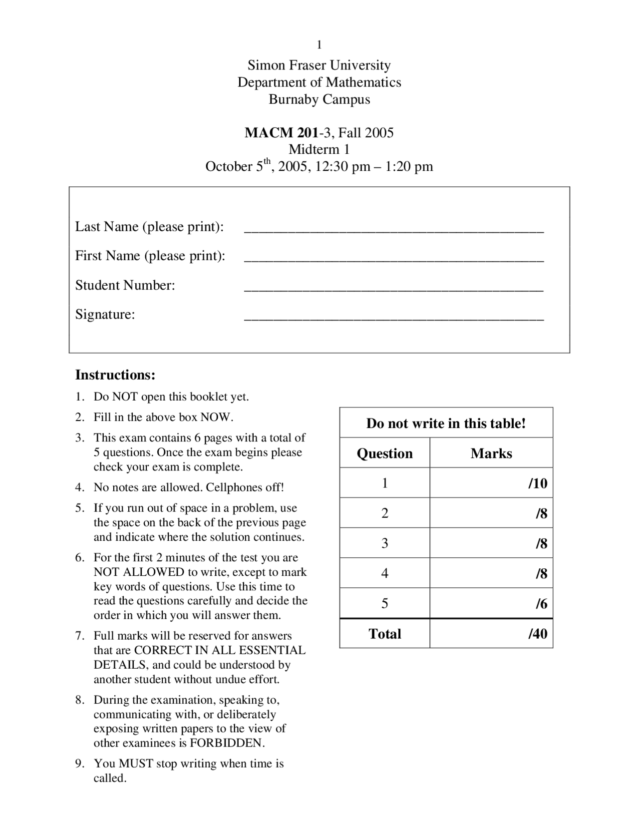 Conditions Discrete Mathematics Exam Docsity