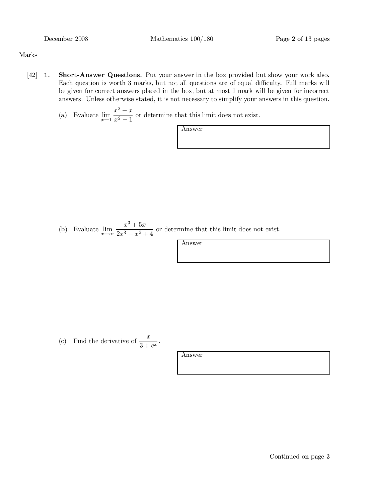 Arctan Differential Calculus Exam Exams Calculus Docsity
