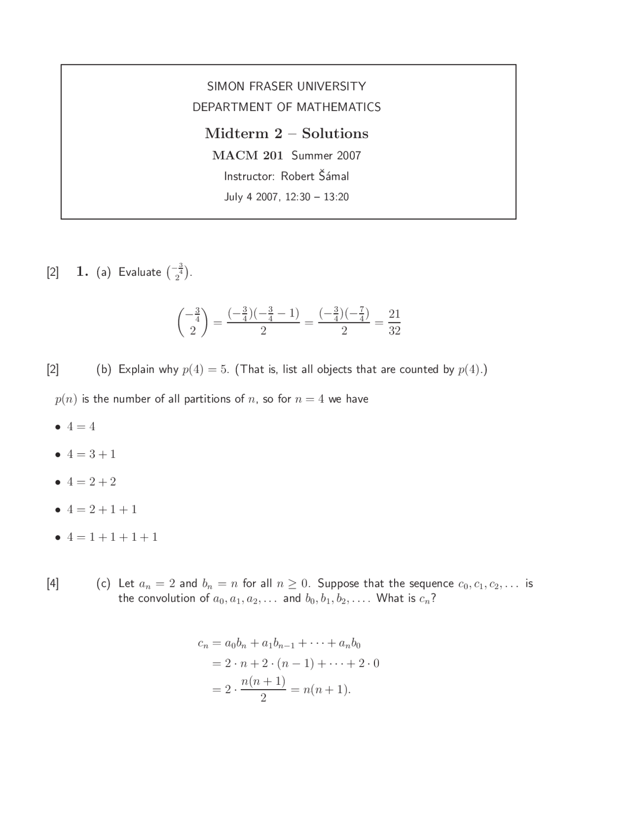 Counted Discrete Mathematics Exam Key Docsity