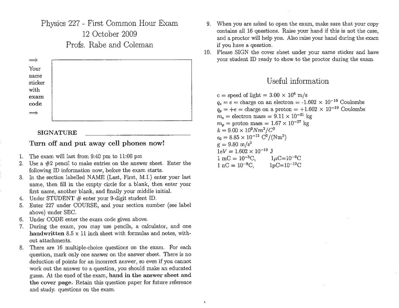 Electric Field Electricity And Magnetism Solved Past Exam Docsity