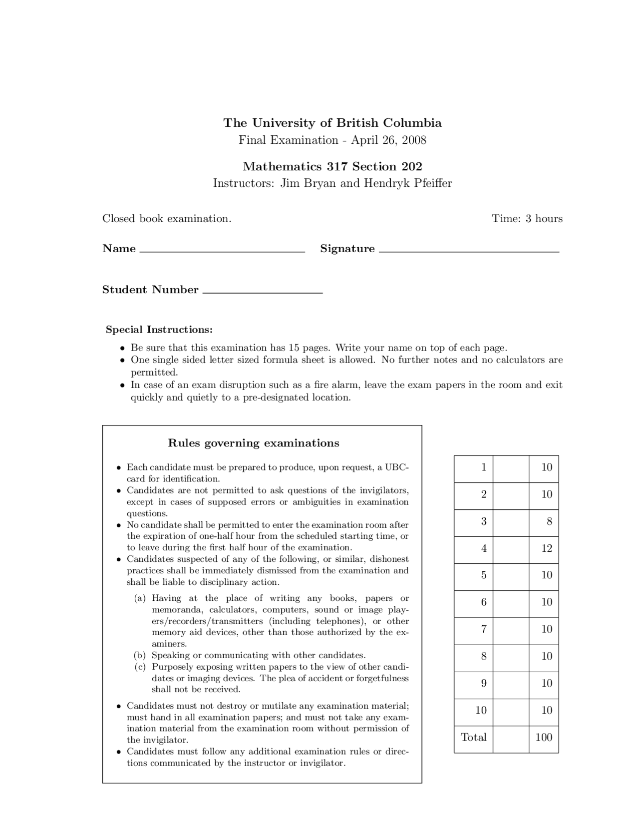 Unit Tangent Mathematics Exam Docsity