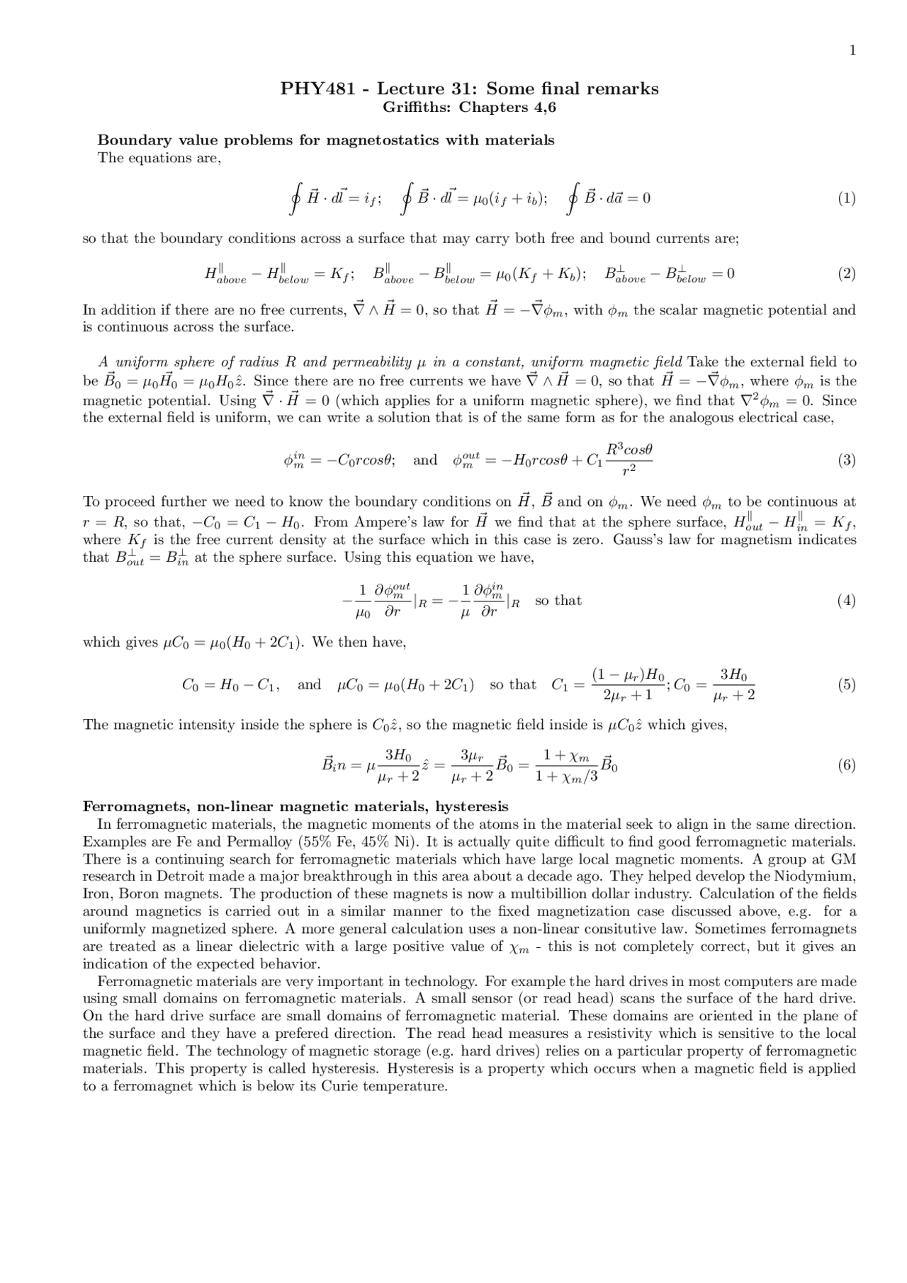 Free And Bound Currents Electricity And Magnetism Lecture Notes