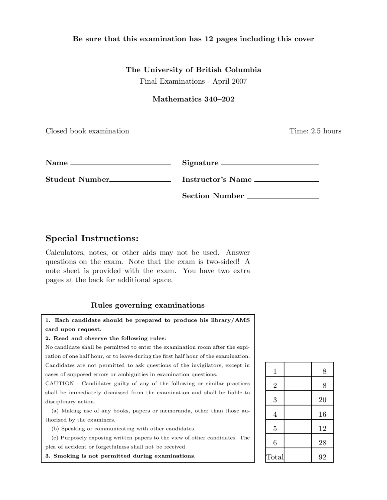 Matrix Linear Programming Exam Docsity