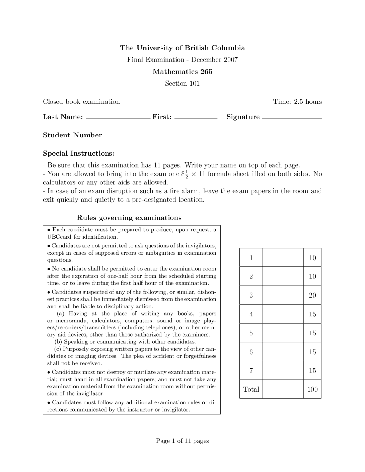 Solutions Mathematics Exam Docsity