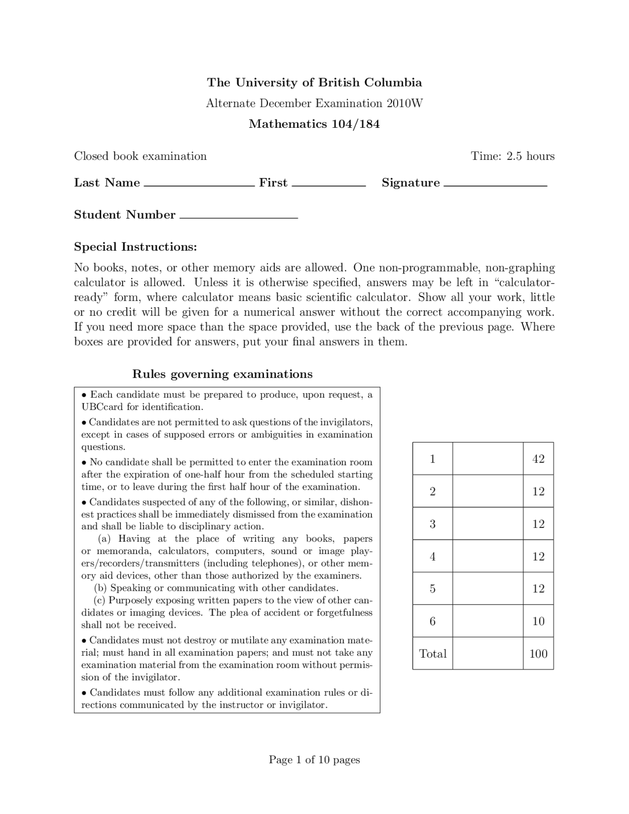 Evaluate Mathematics Exam Docsity