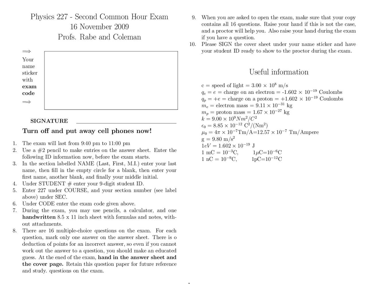 Velocity Of Electron Electricity And Magnetism Past Exam Docsity