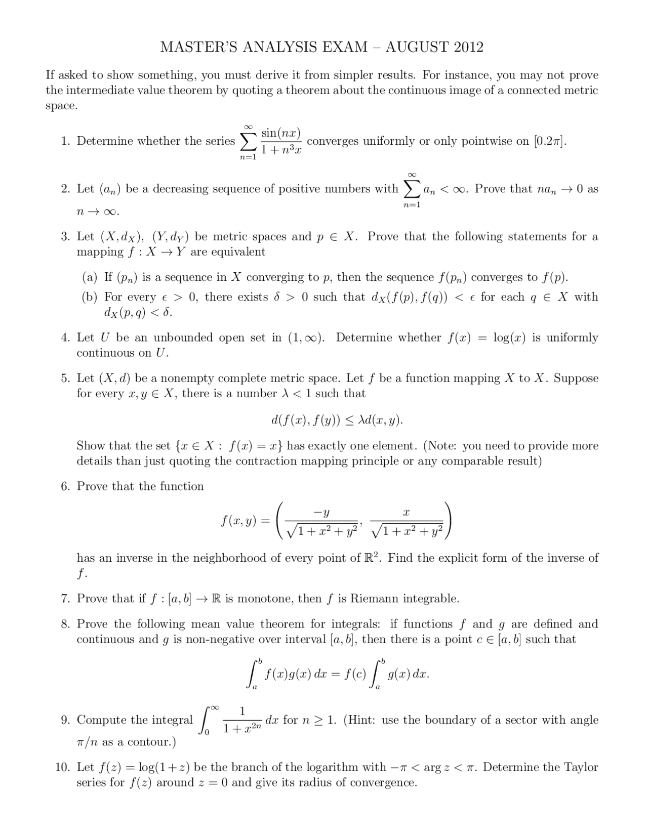 Decreasing Sequence Analysis Exam Docsity