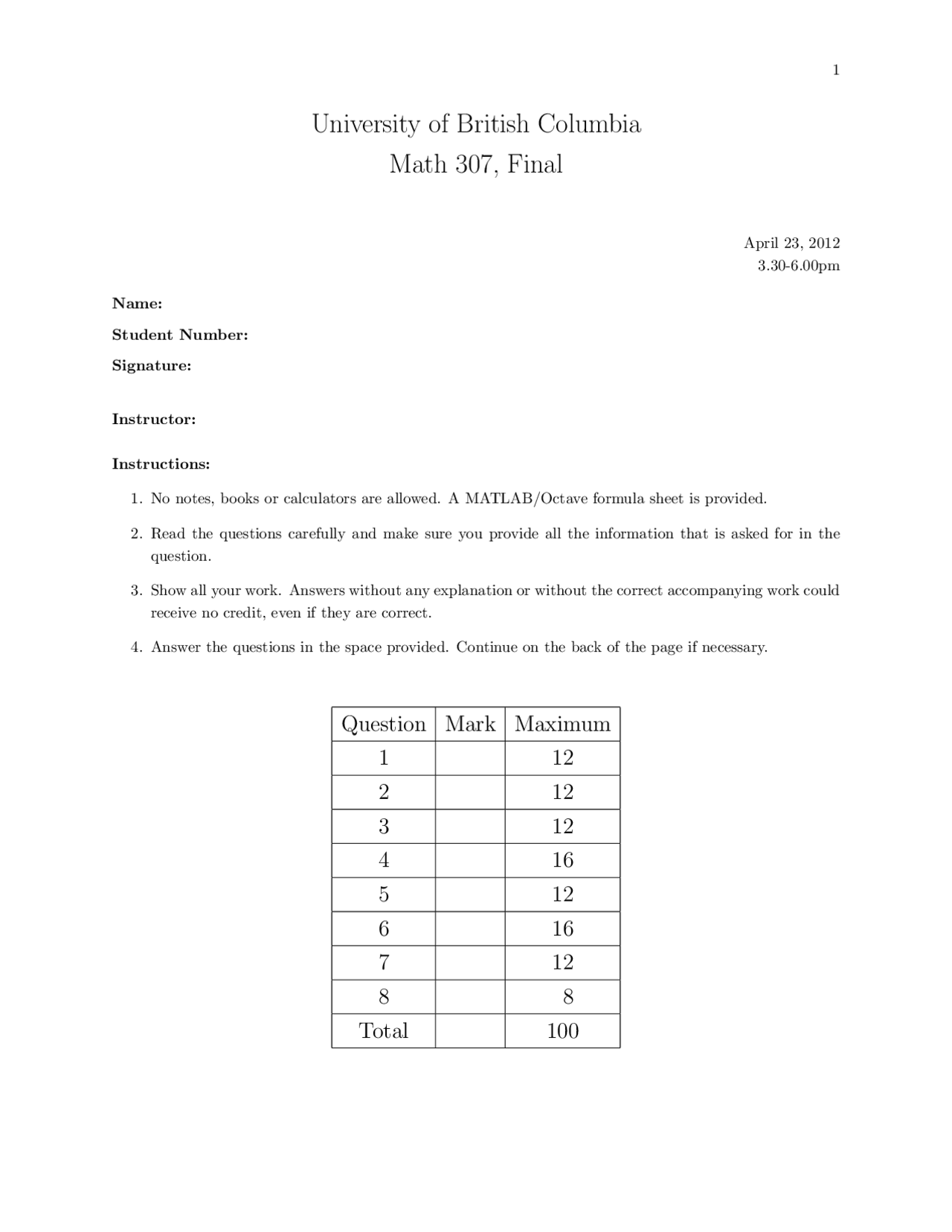 Data Points Applied Linear Algebra Exam Exams Linear Algebra
