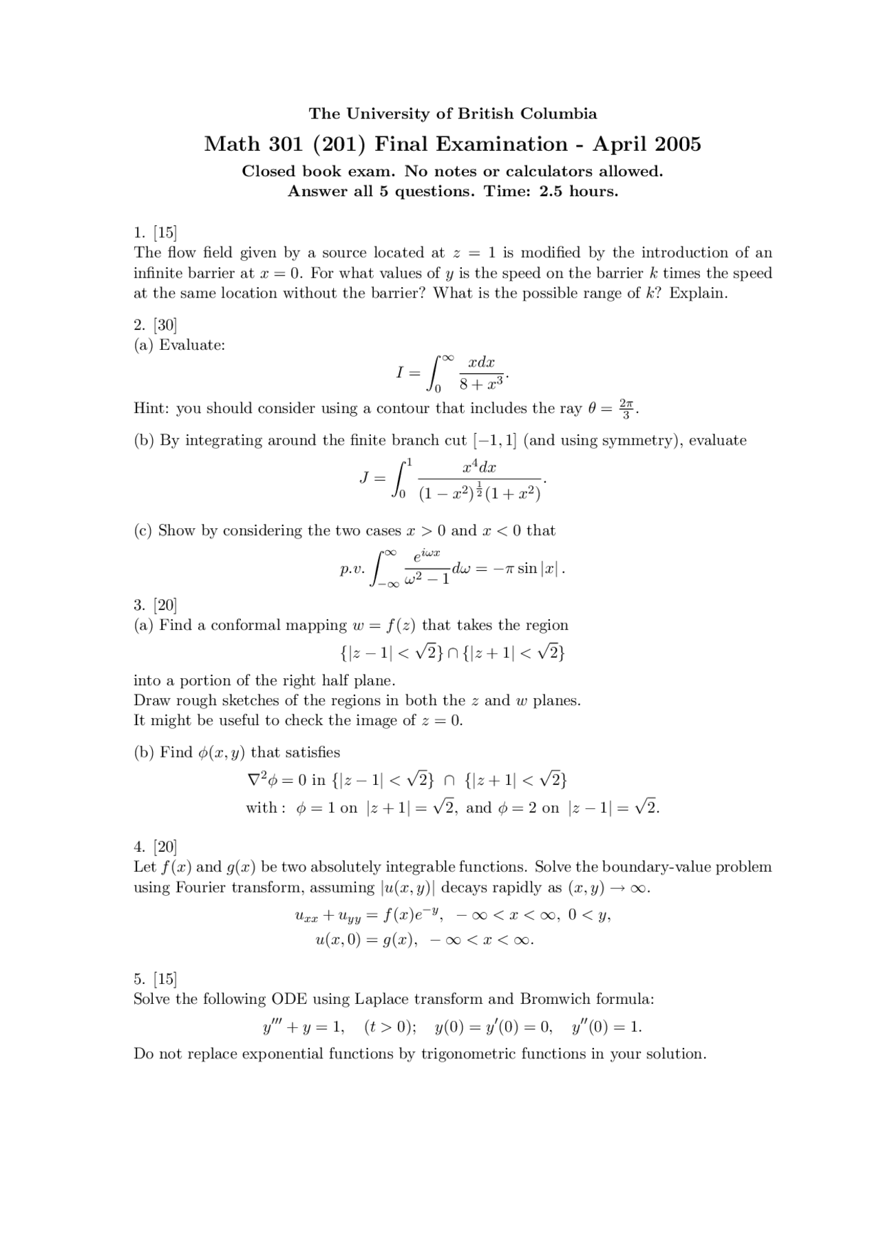 Integrating Mathematics Exam Docsity